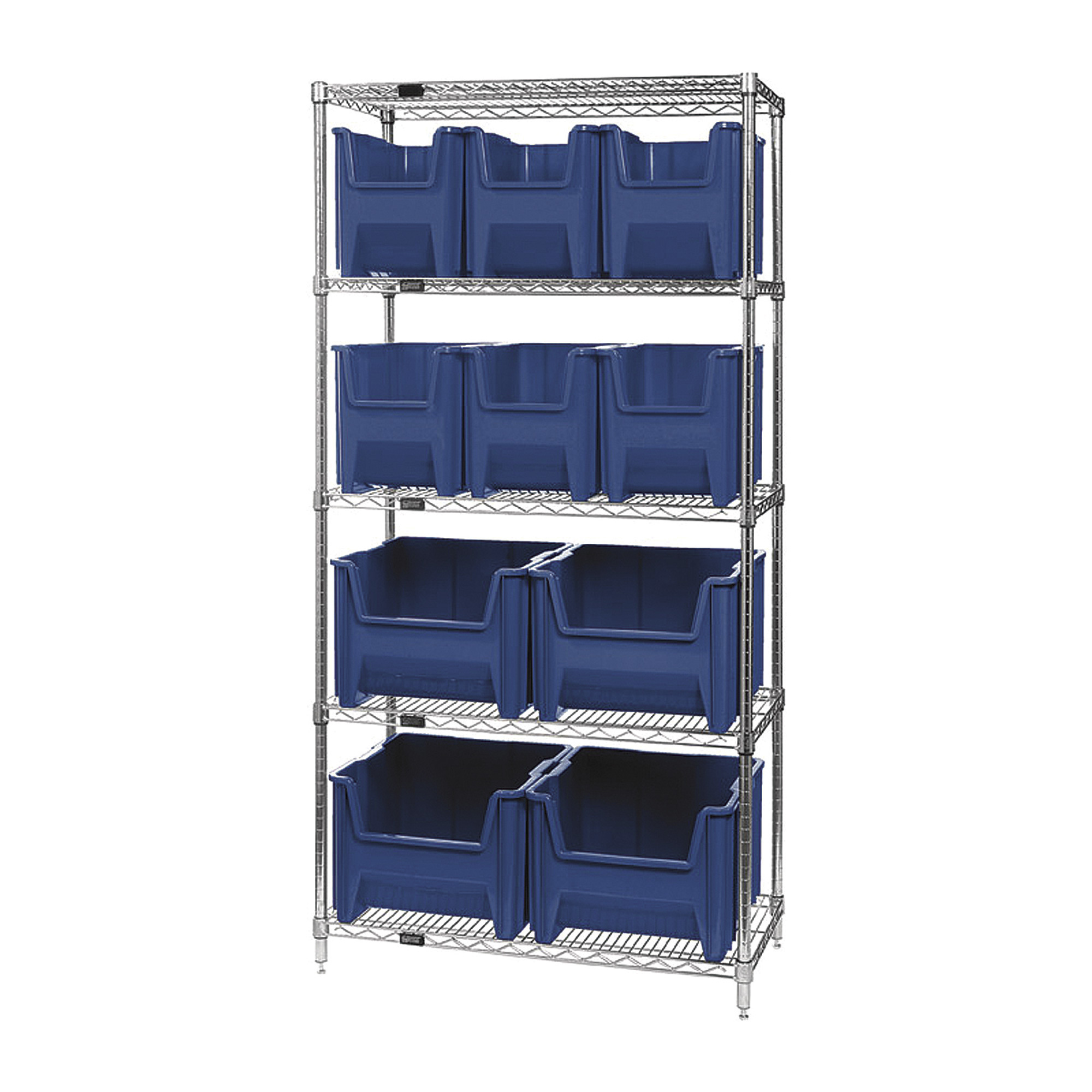 Quantum Storage Single Side Wire Chrome Shelving Unit with 10 Giant ...