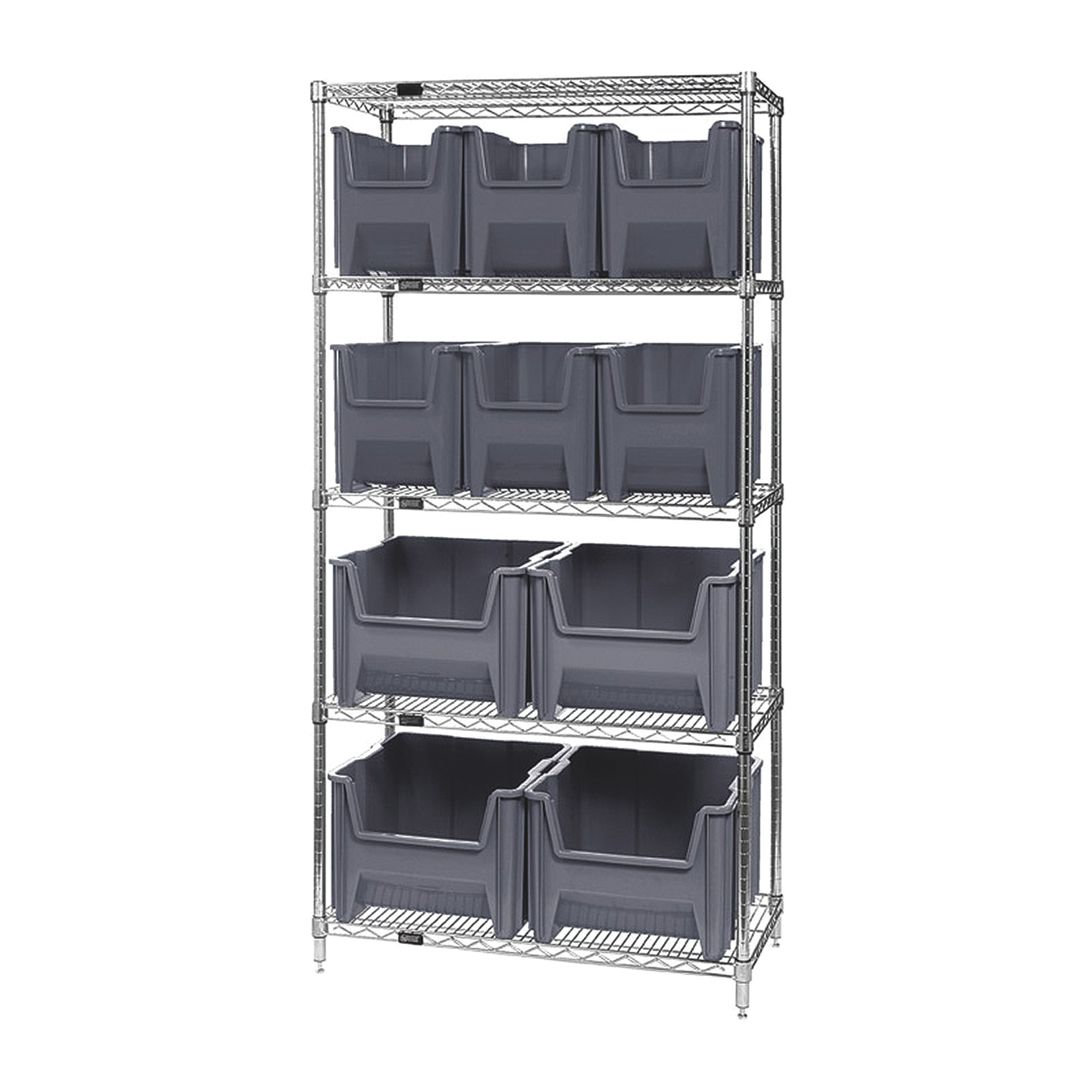 Quantum Storage Single Side Wire Chrome Shelving Unit with 10 Giant ...