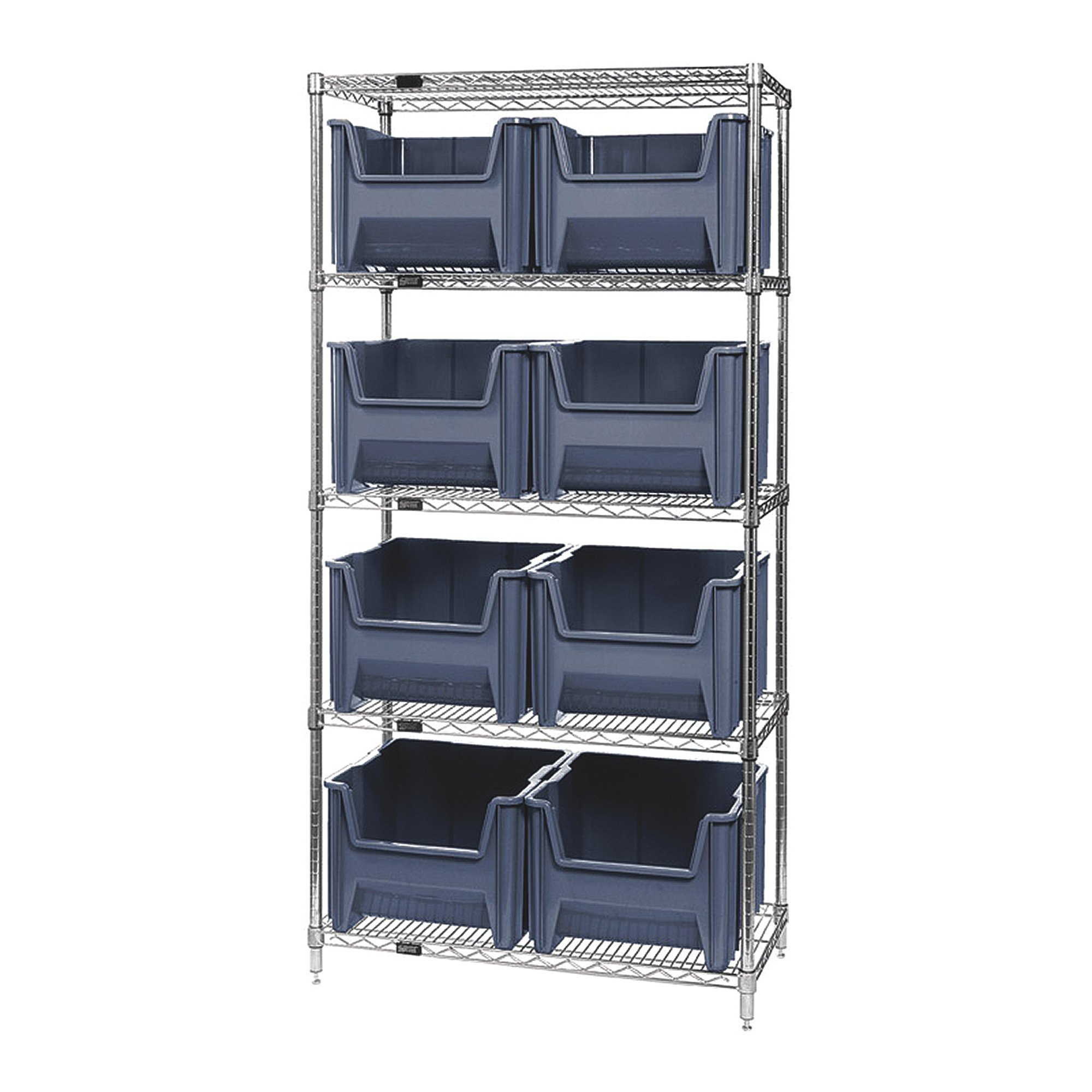 Quantum Storage 8-Bin Chrome Wire Shelf Bin System — 18in.L x 36in.W x ...