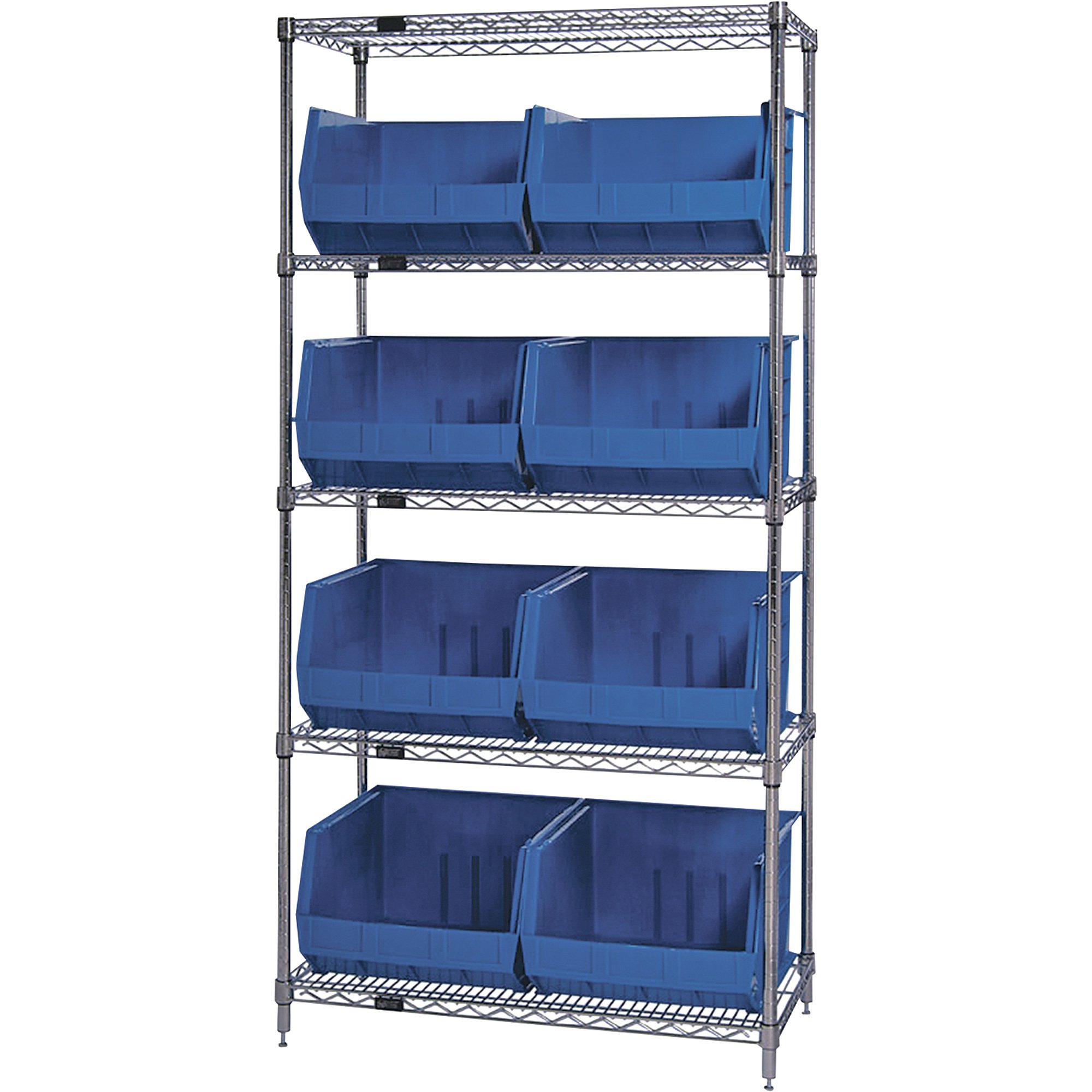 Quantum Storage 8-Bin Chrome Wire Shelf Bin System — 18in.L x 42in.W x ...
