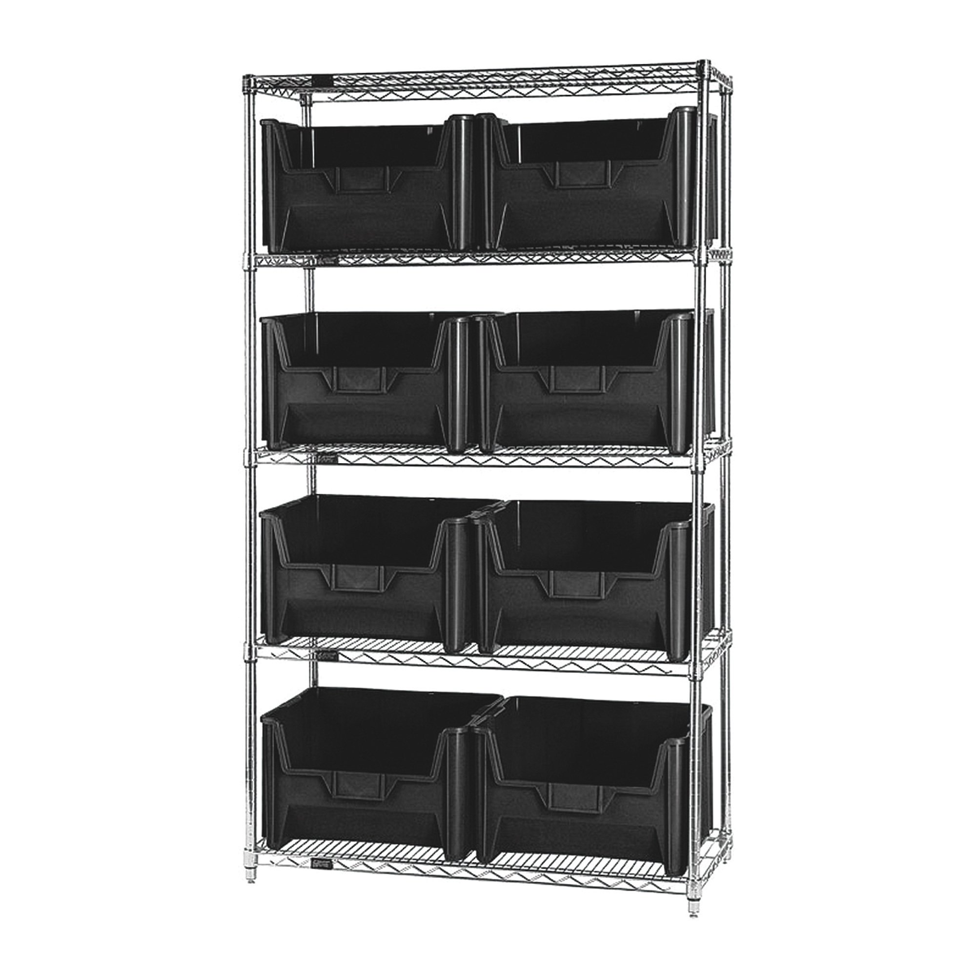 Quantum Storage 8-Bin Chrome Wire Shelf Bin System — 18in.L x 42in.W x ...