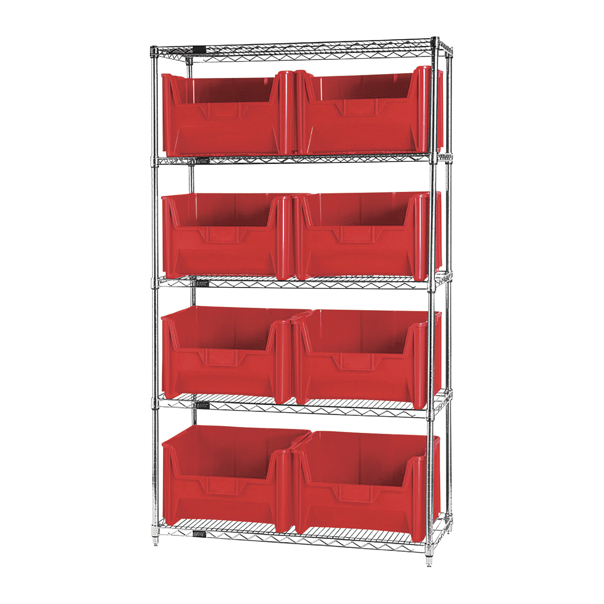 Quantum Storage Single Side Wire Chrome Shelving Unit with 8 Giant ...