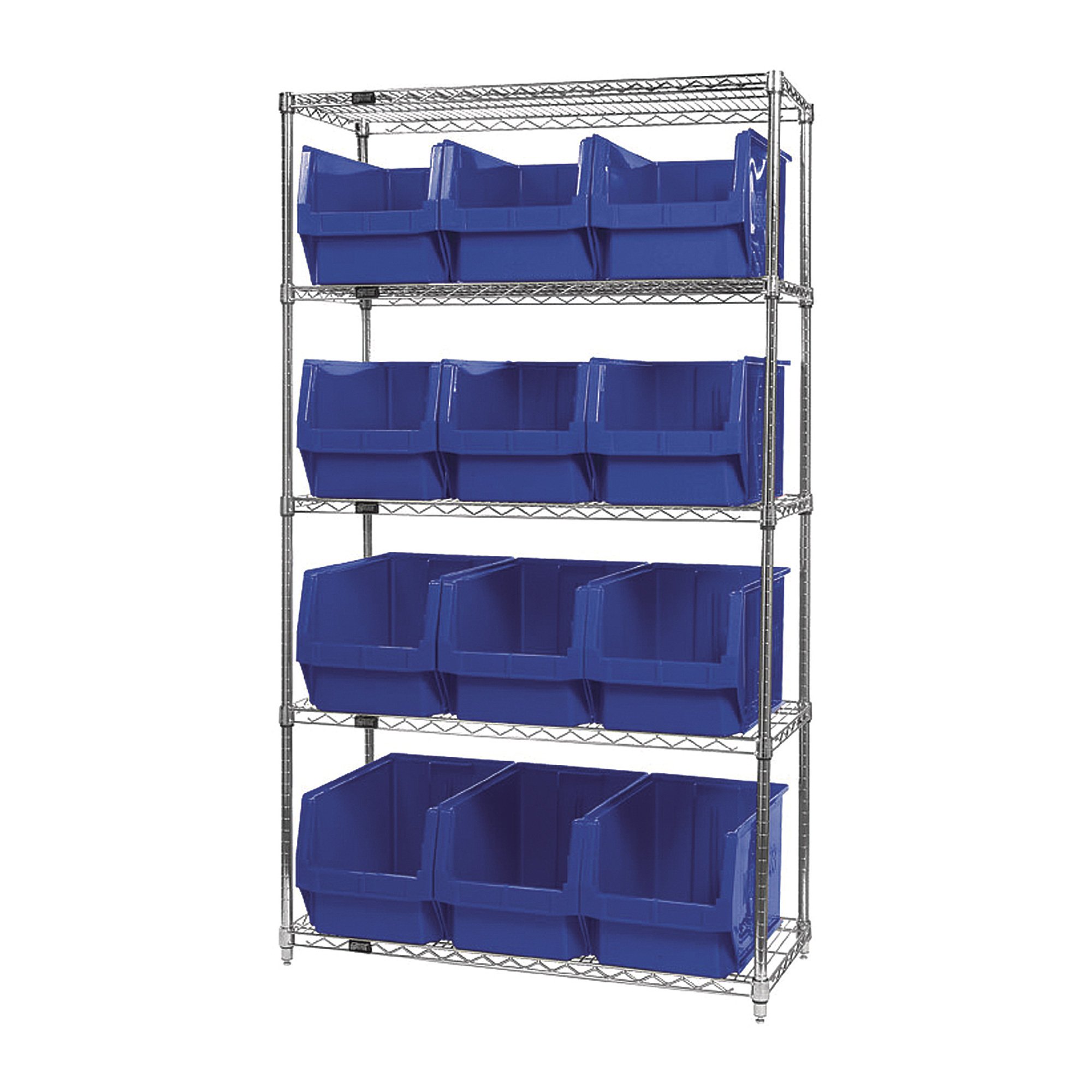 Quantum Storage 12-Bin Chrome Wire Shelf Bin System — 18in.L x 42in.W x ...