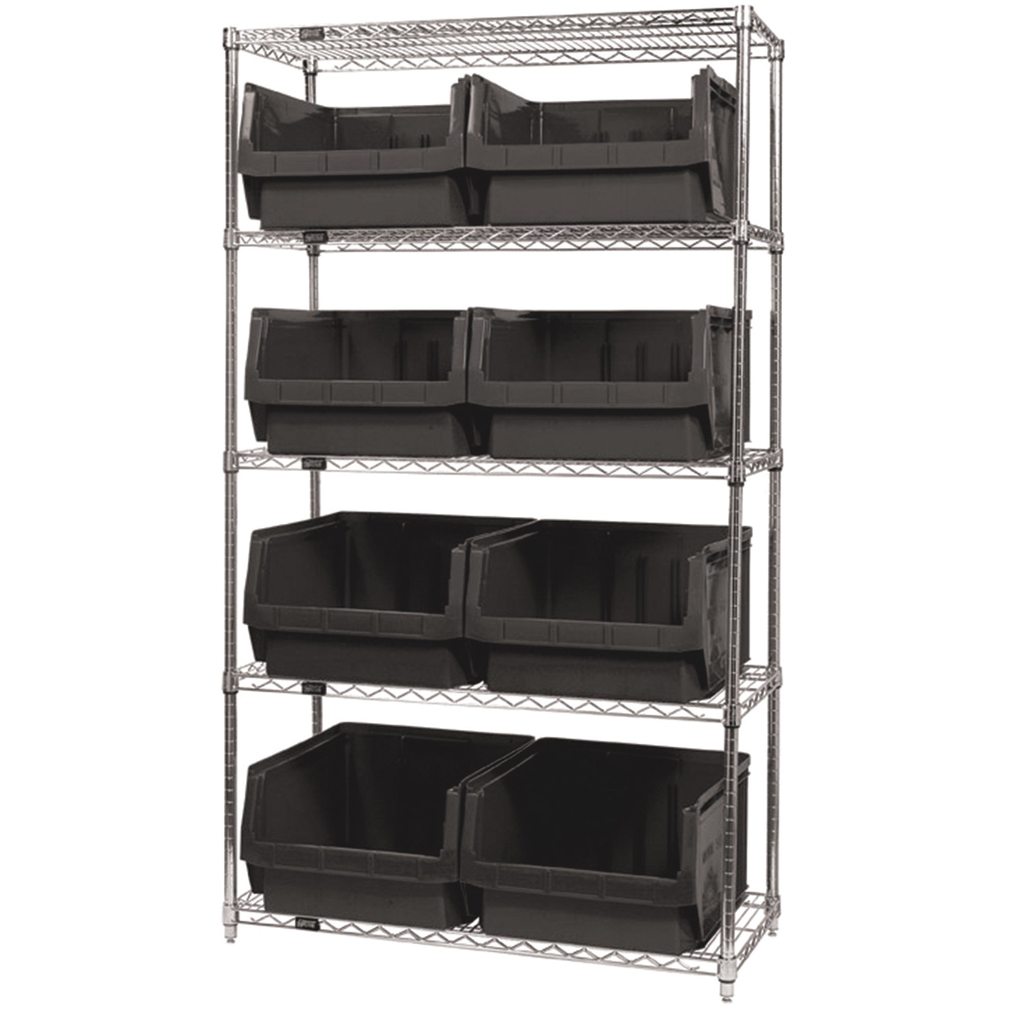 Quantum Storage 8-Bin Chrome Wire Shelf Bin System — 18in.L x 42in.W x ...