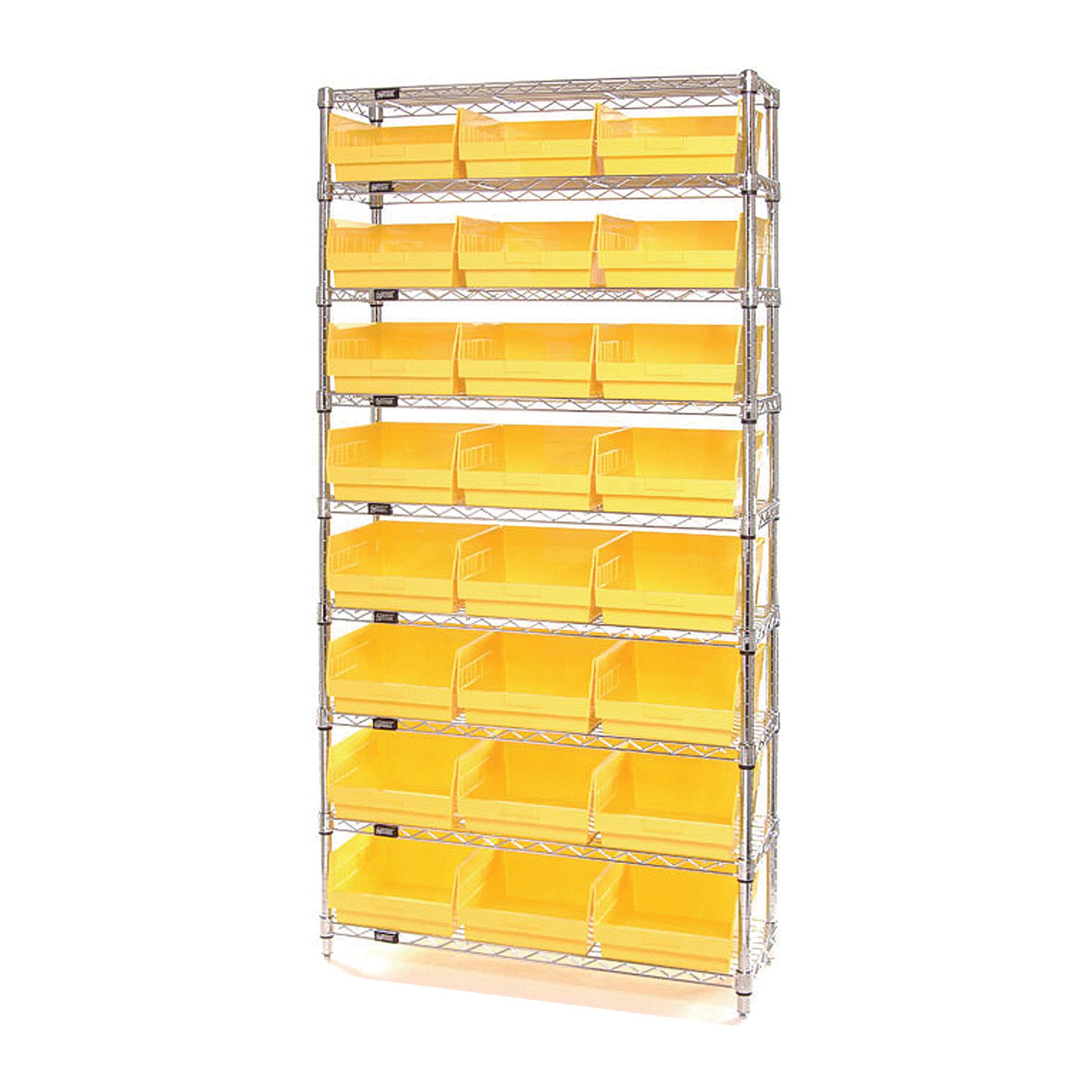 Quantum Storage 24-Bin Chrome Wire Shelf Bin System — 36in.W x 12in.D x ...