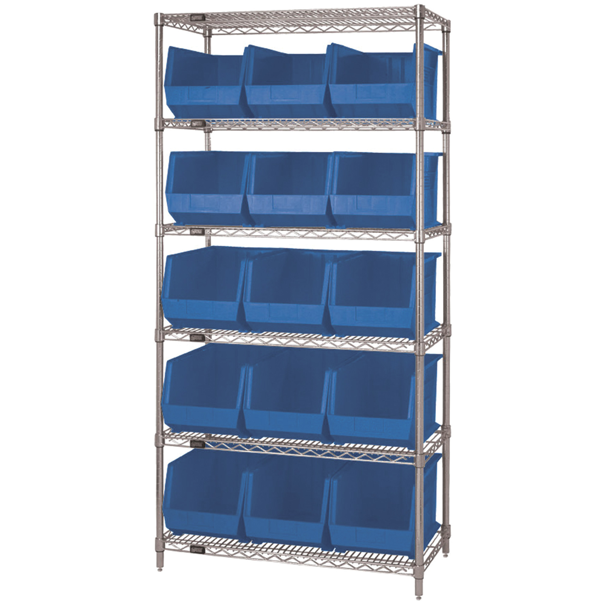 Quantum Storage Single Side Wire Chrome Shelving Unit with 15 Ultra ...