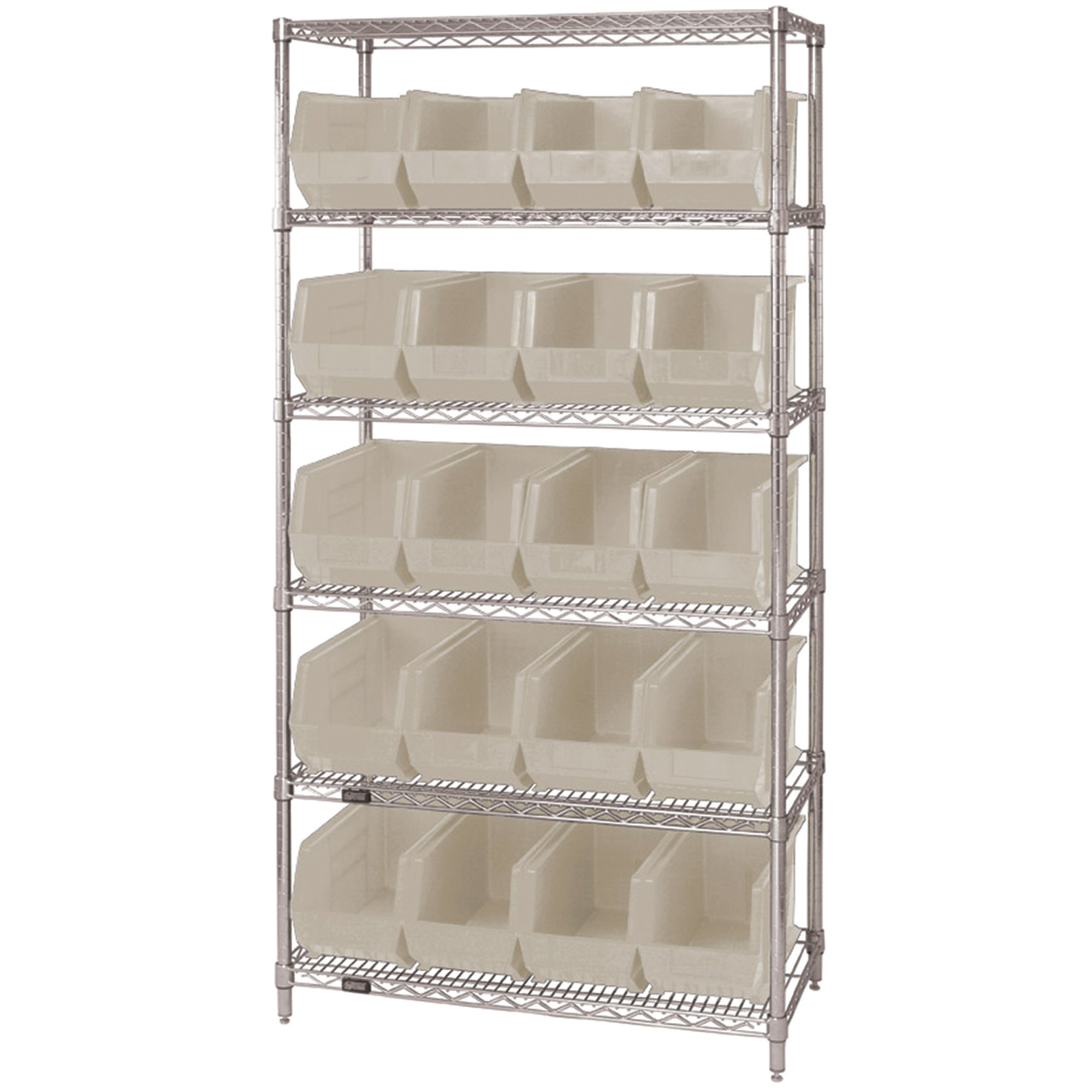 Quantum Storage Single Side Wire Chrome Shelving Unit with 20 Ultra ...