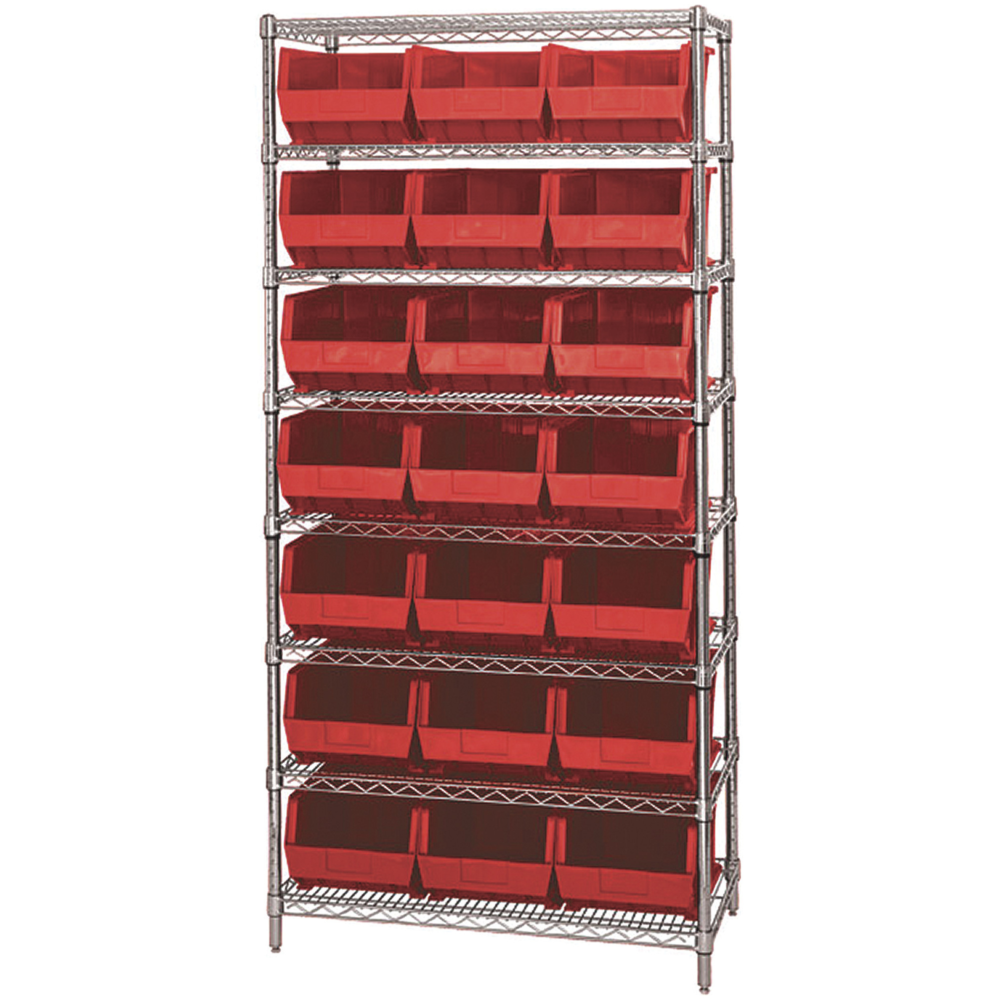 Quantum Storage Single Side Wire Chrome Shelving Unit with 21 Ultra ...