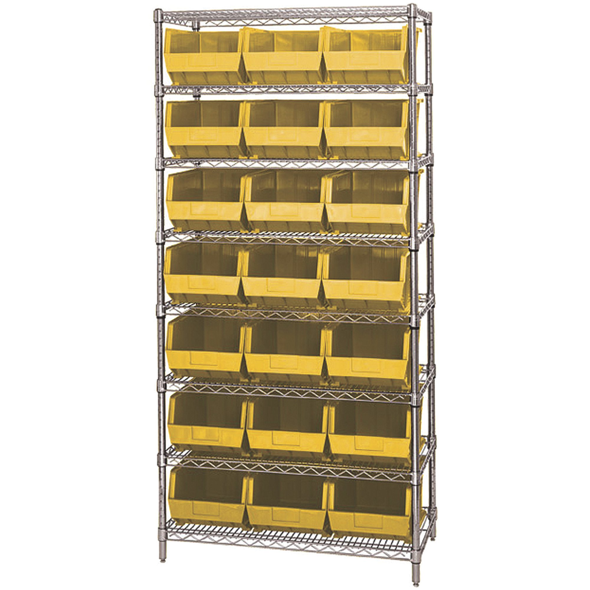 Quantum Storage Single Side Wire Chrome Shelving Unit with 21 Ultra ...