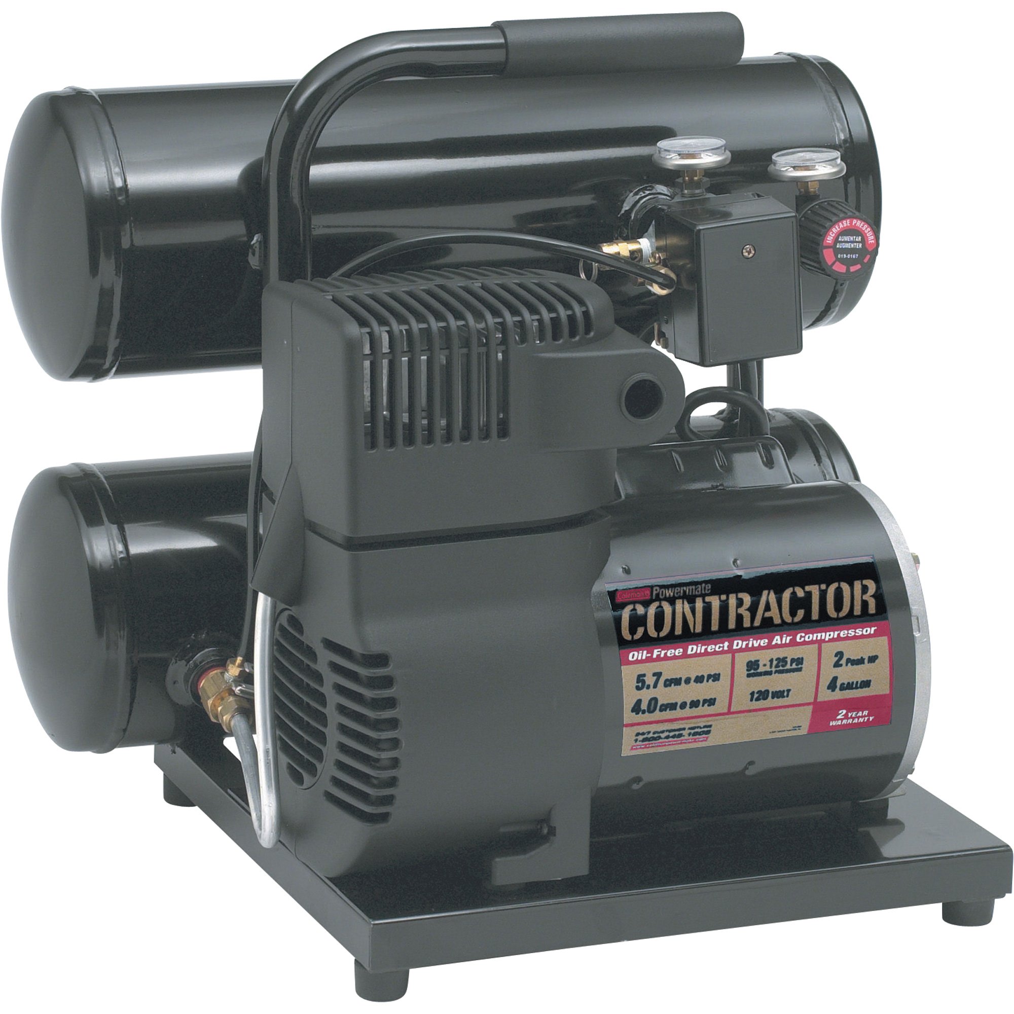 Coleman Twin Stack Portable Air Compressor — 4 Gallon, 2 HP, 115 Volt ...