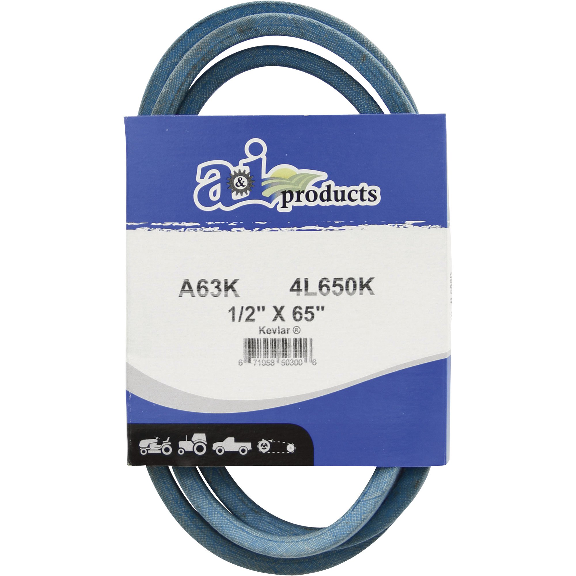 A & I Products Blue Kevlar V-Belt with Kevlar Cord — 65in.L x 1/2in.W ...