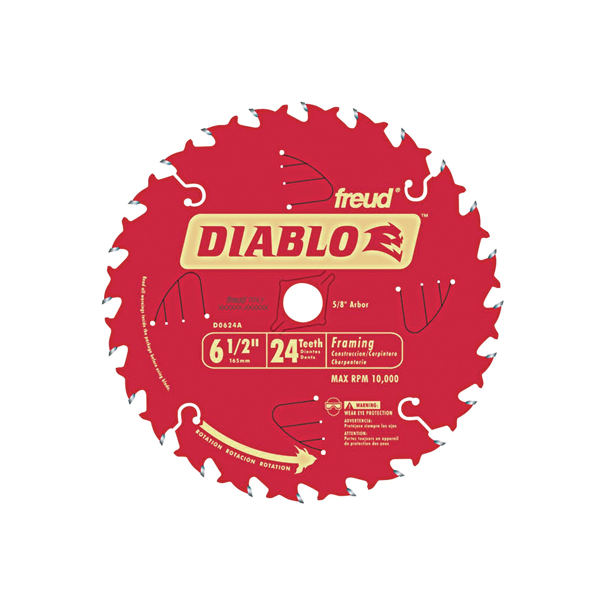 Freud Diablo Framing Saw Blade — 6 1/2in. x 24T, Model# D0624A ...