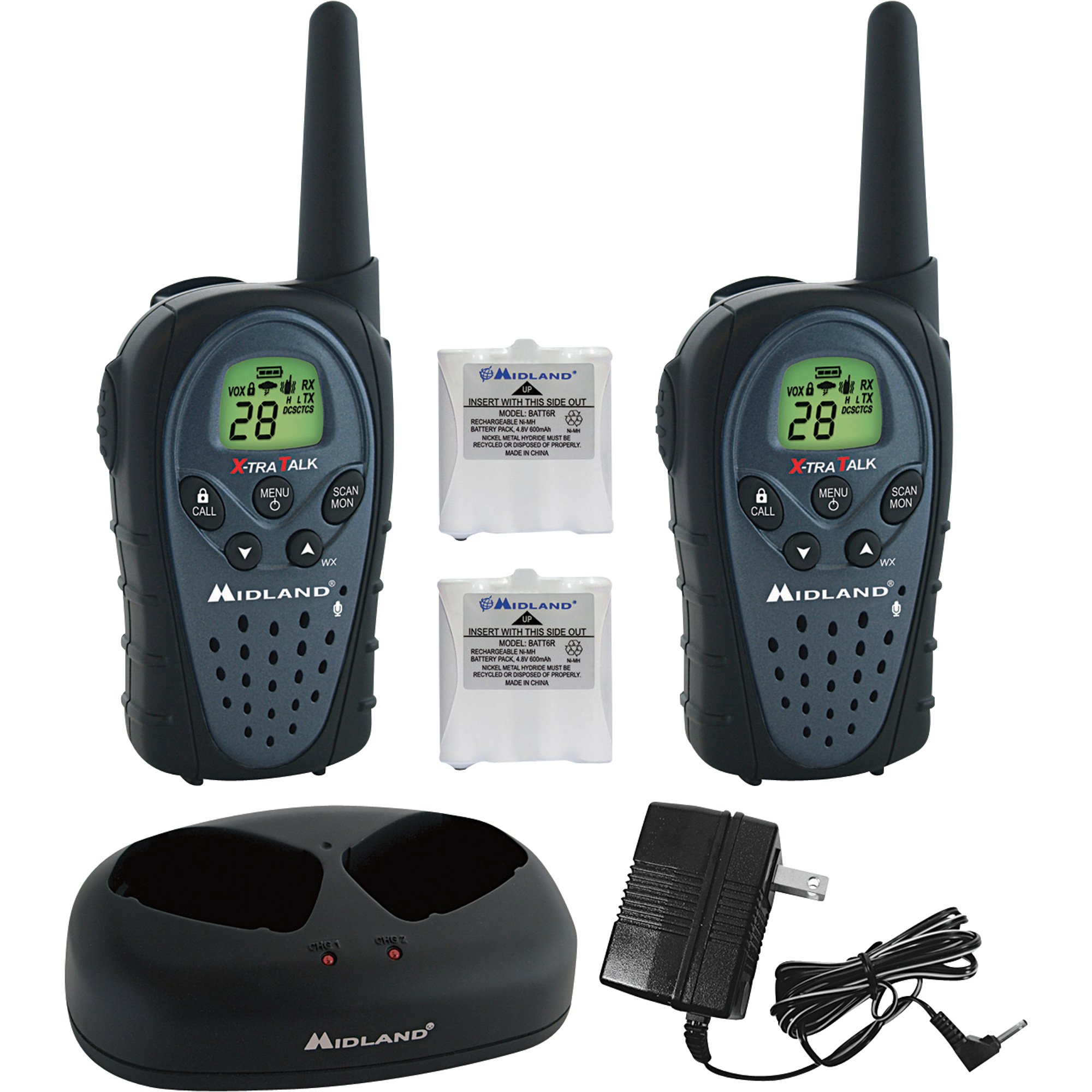 Midland Two-Way GMRS Radio — Pair, 24-Mile Range, Model# LXT460VP3 ...