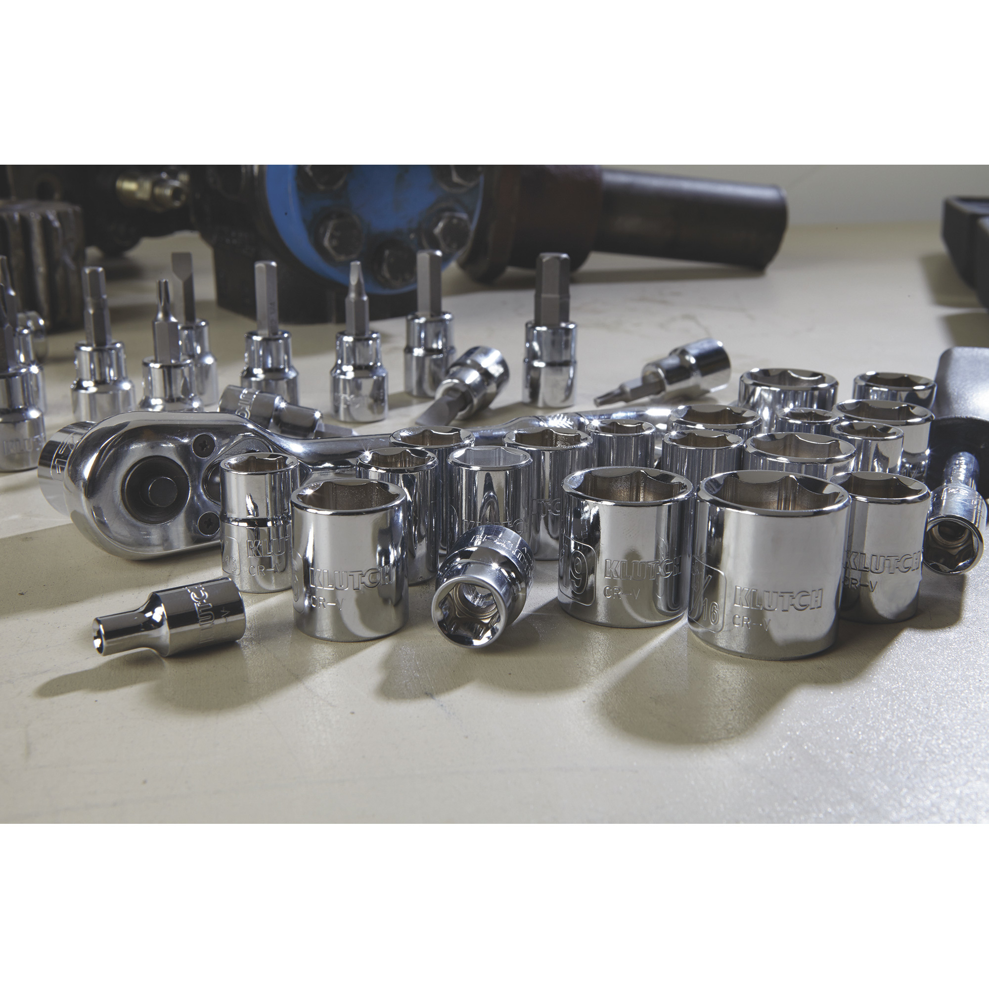 Klutch Mechanic's Socket Set — 57-Pc., 1/4in. & 3/8in. Drive, SAE ...
