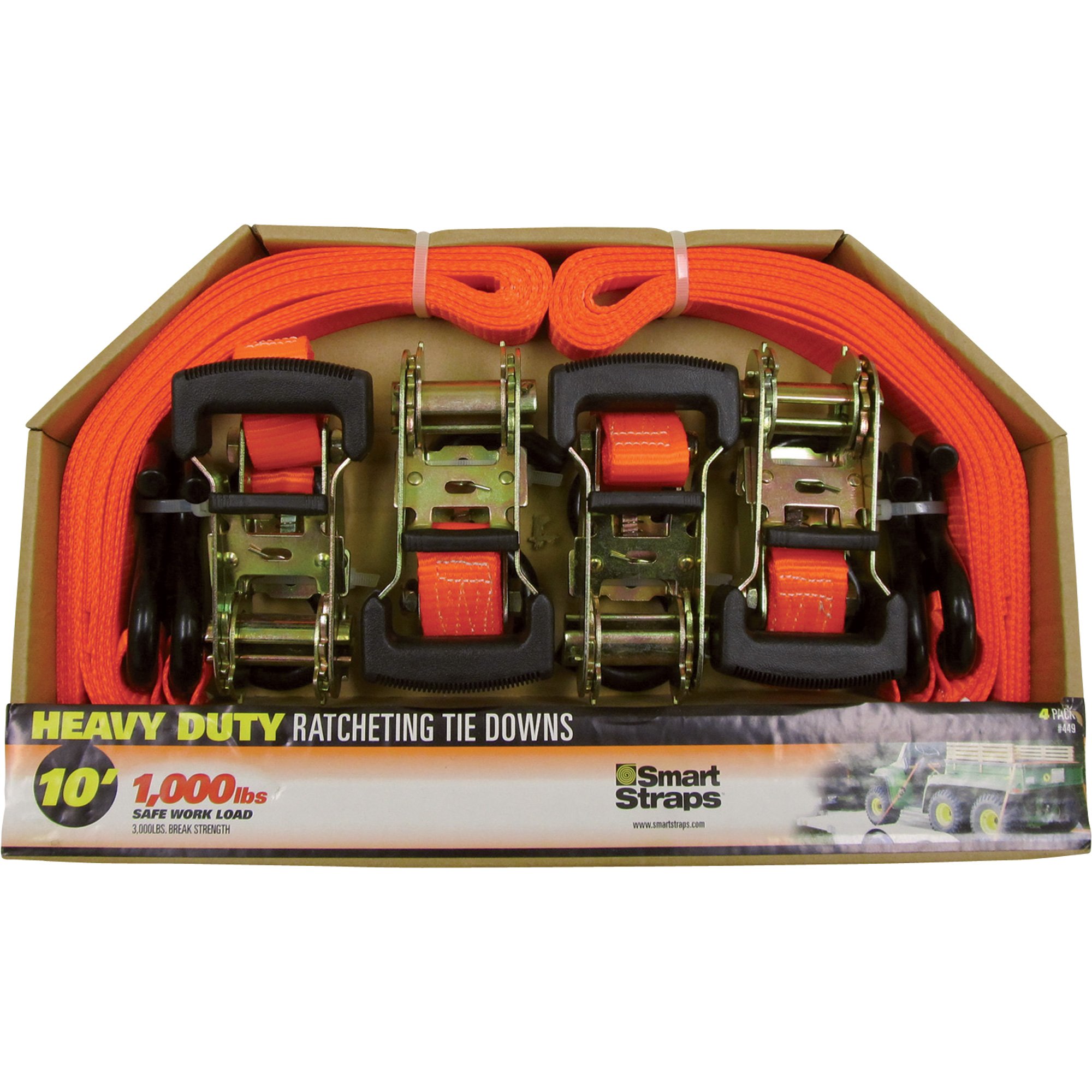 SmartStraps Heavy-Duty Ratcheting Tie-Downs — 3000-Lb., 10-Ft.L, Model ...