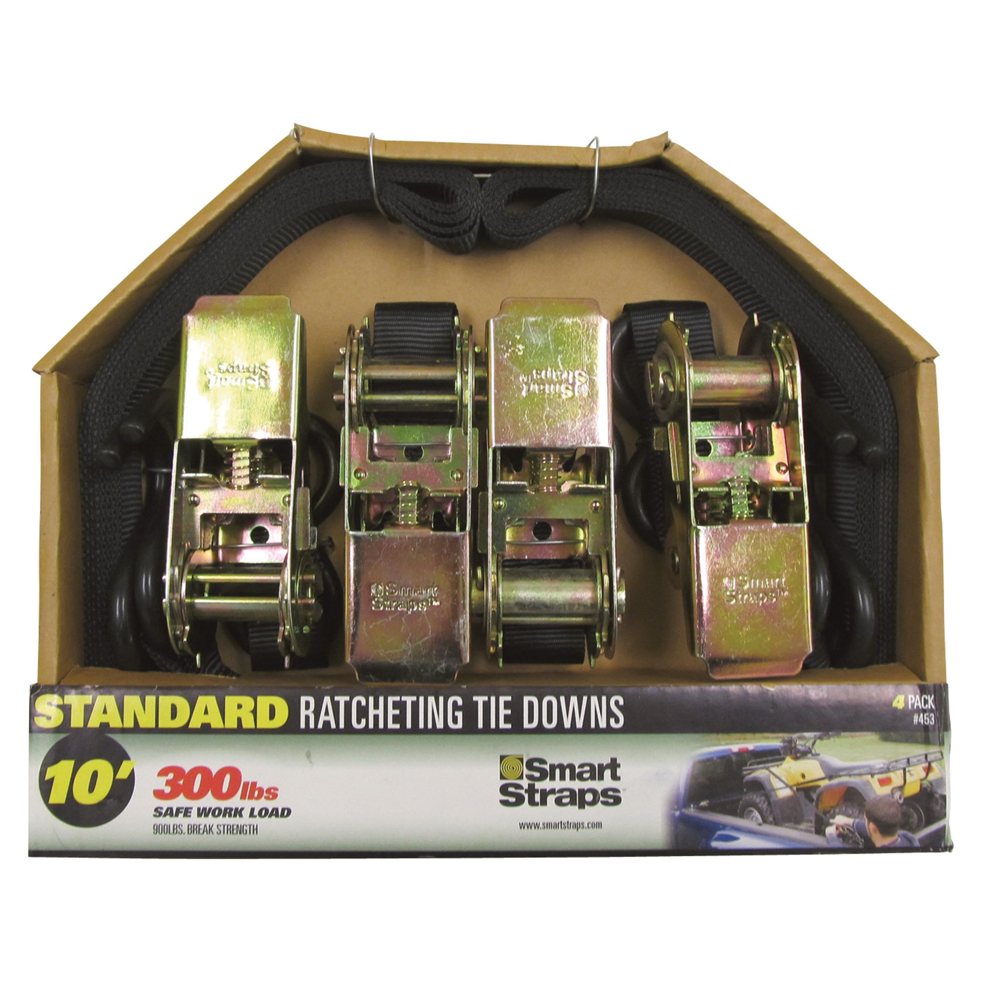 SmartStraps Standard Ratchet Tiedowns — 900-Lb. Breaking Strength, 4 ...