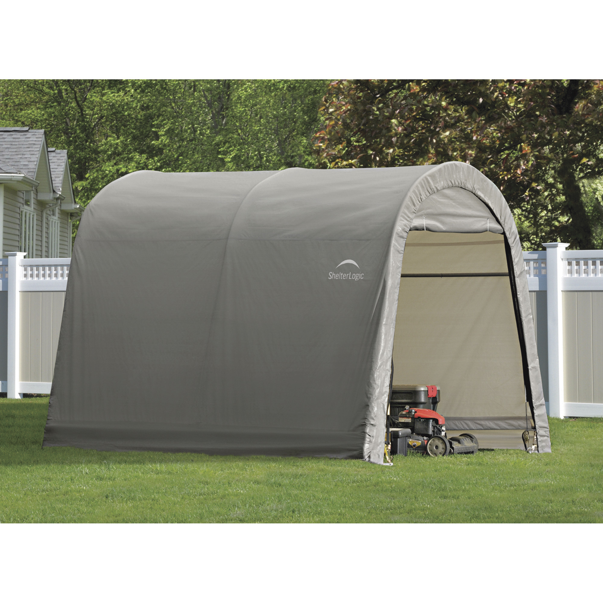 ShelterLogic Roundtop Instant Garage, 10ft.L x 10ft.W x 8ft.H, Gray ...