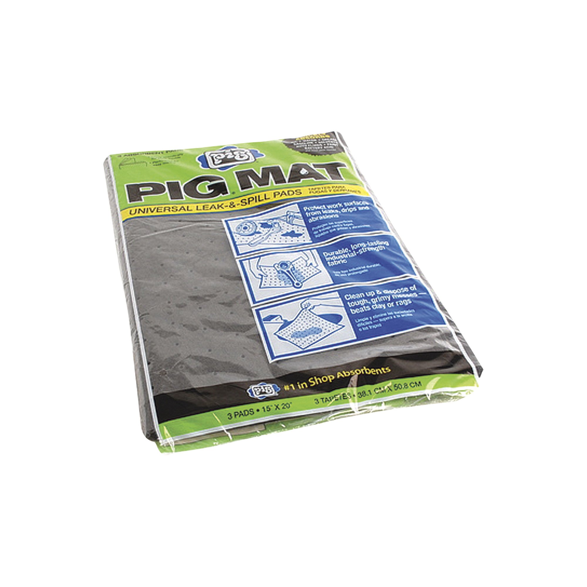Pig Mat Universal Absorbent Mats — 3-Pack, 20in.L x 15in.W, Model ...
