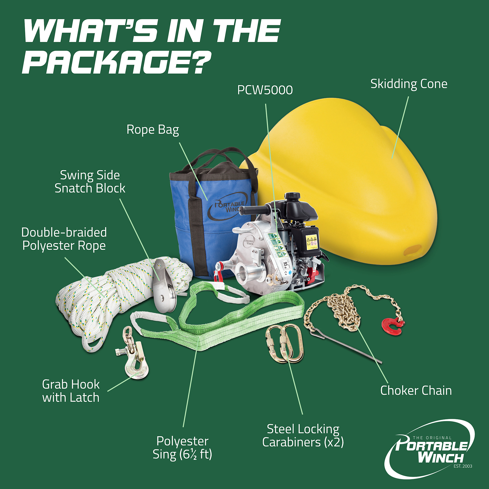 Portable Winch Gas-Powered Capstan Winch Forestry Kit, 2,200-Lb ...