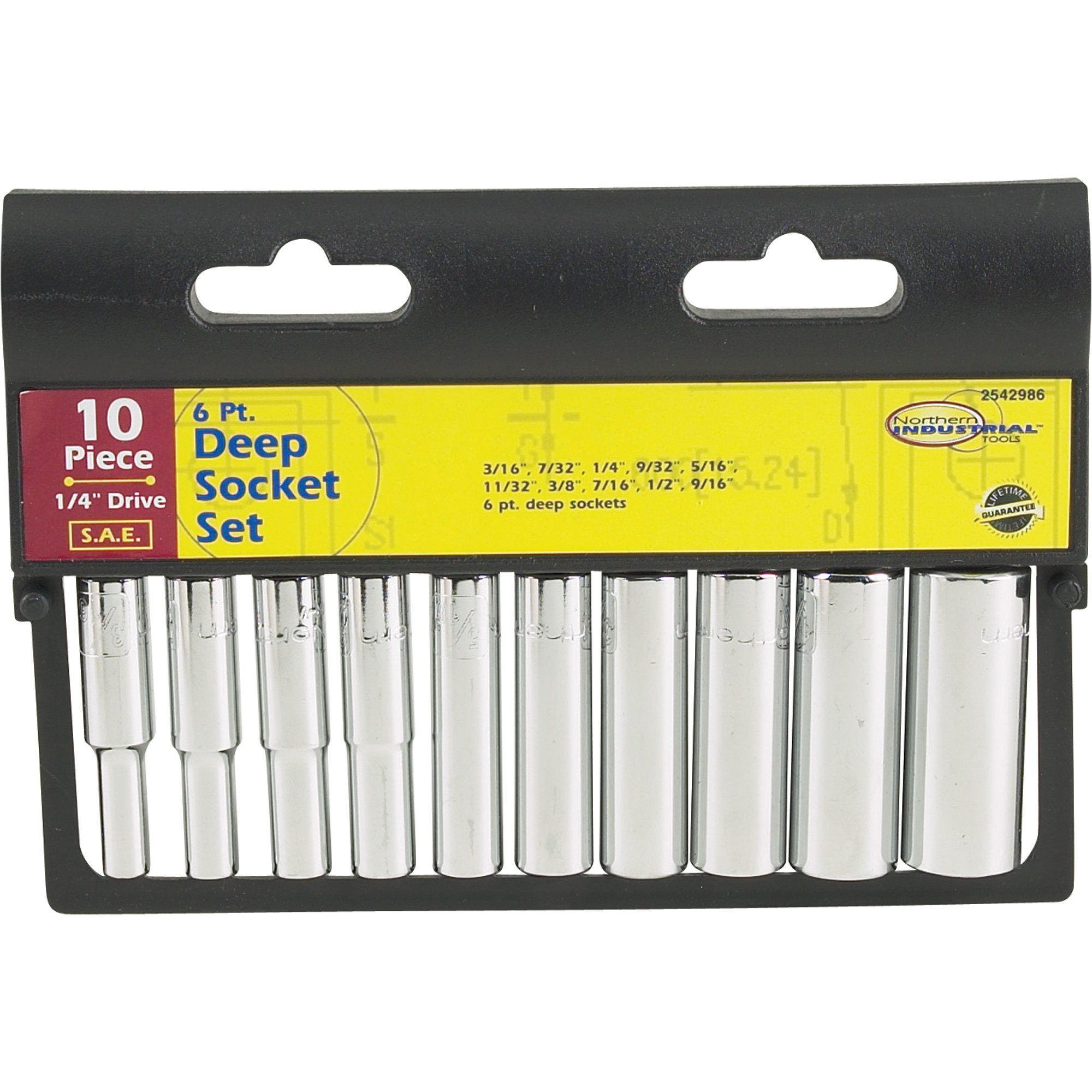Northern Industrial Sockets — 1/4in. Drive, Deep, 10-Pc. SAE Set ...