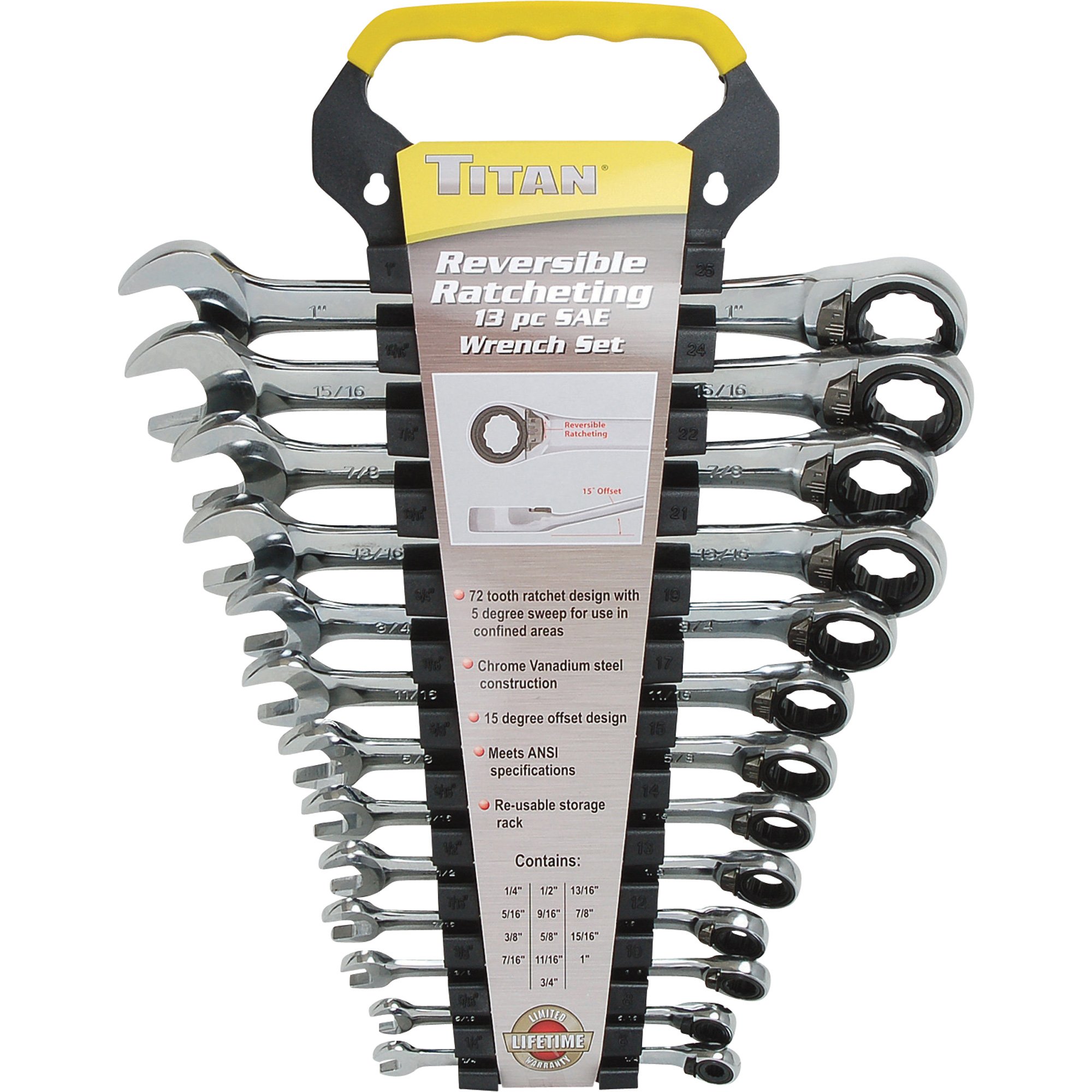 Titan SAE Reversible Ratcheting Wrenches — 13-Pc. Set, Model# 17364 ...
