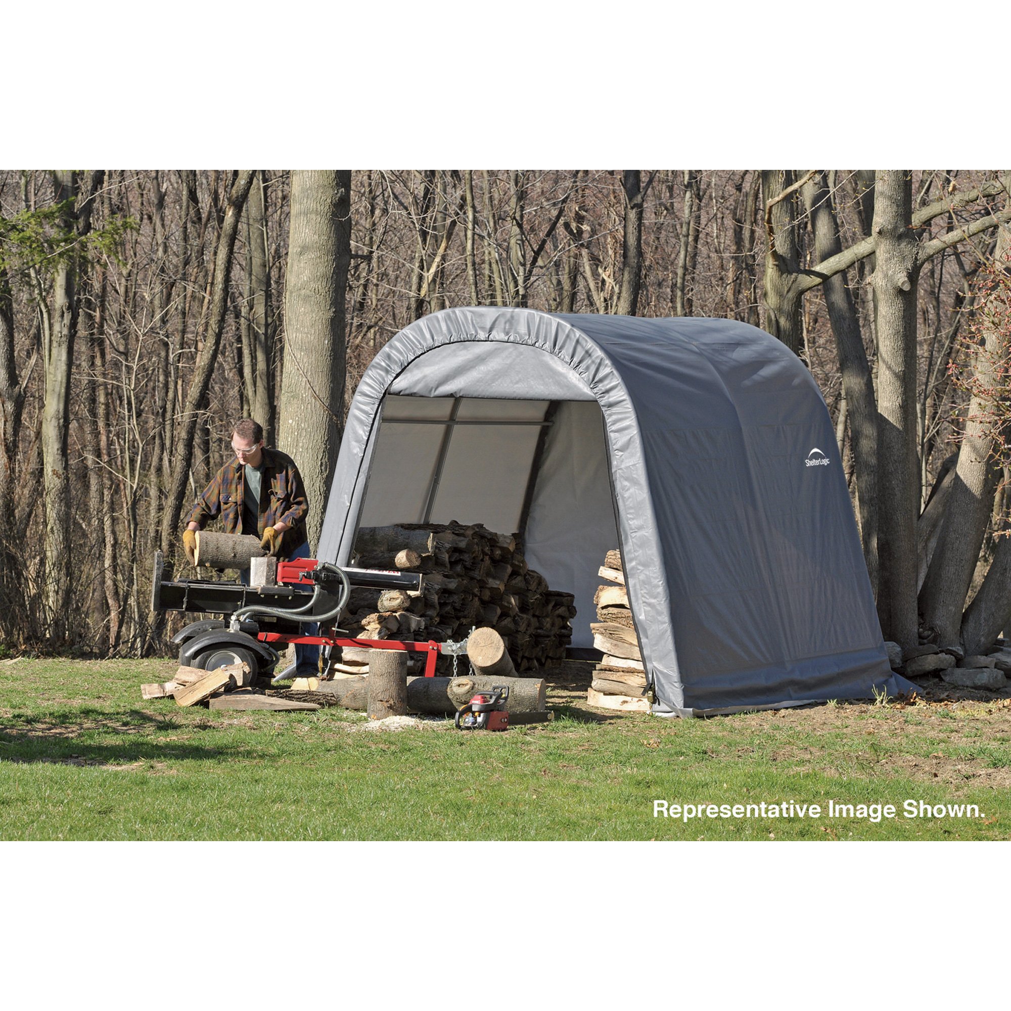 ShelterLogic Round Style Shed/Storage Shelter — Gray, 20ft.L x 9ft.W x ...