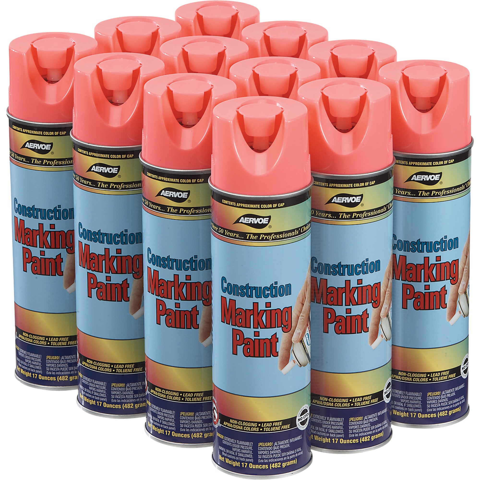 Aervoe Fluorescent Pink Marking Paint — 12-Pk., 17-Oz. Cans | Northern Tool