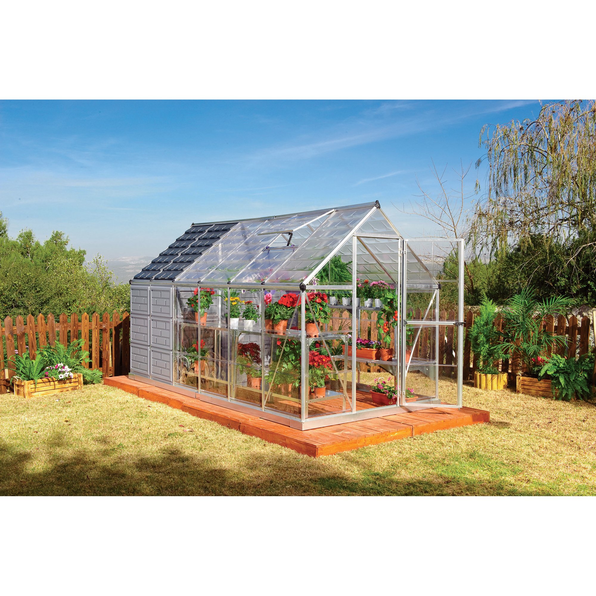 Palram Grow & Store Greenhouse & Storage Shed — 6ft. x 12ft., Silver ...