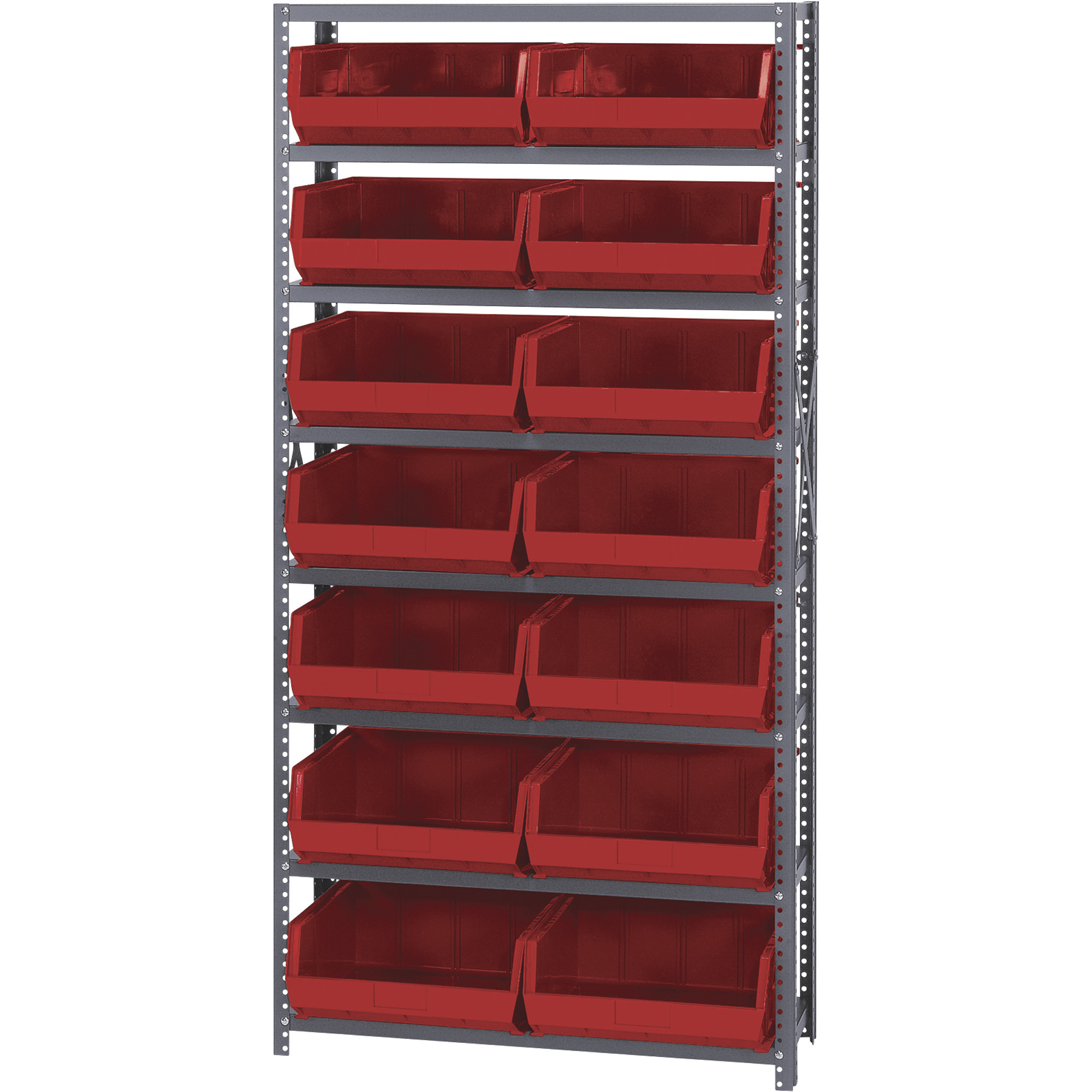 Quantum Storage Single Side Metal Shelving Unit with 14 Bins, 12in. x ...