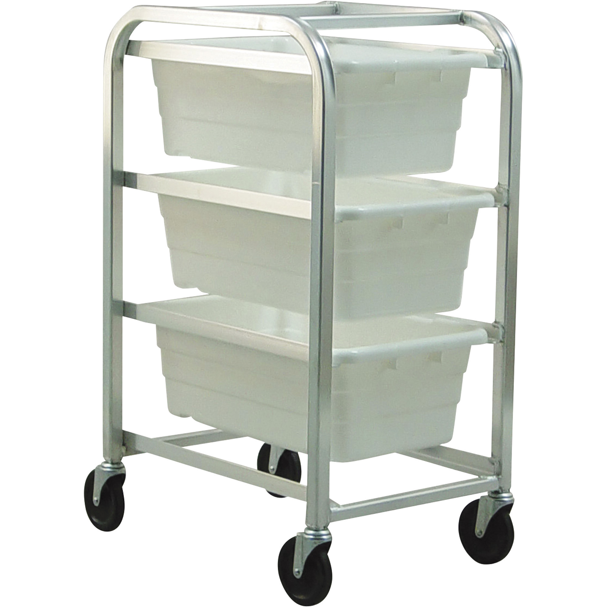 Quantum Storage 3 Shelf Cart With 3 Cross Stack Tubs, 27in. x 19in. x ...