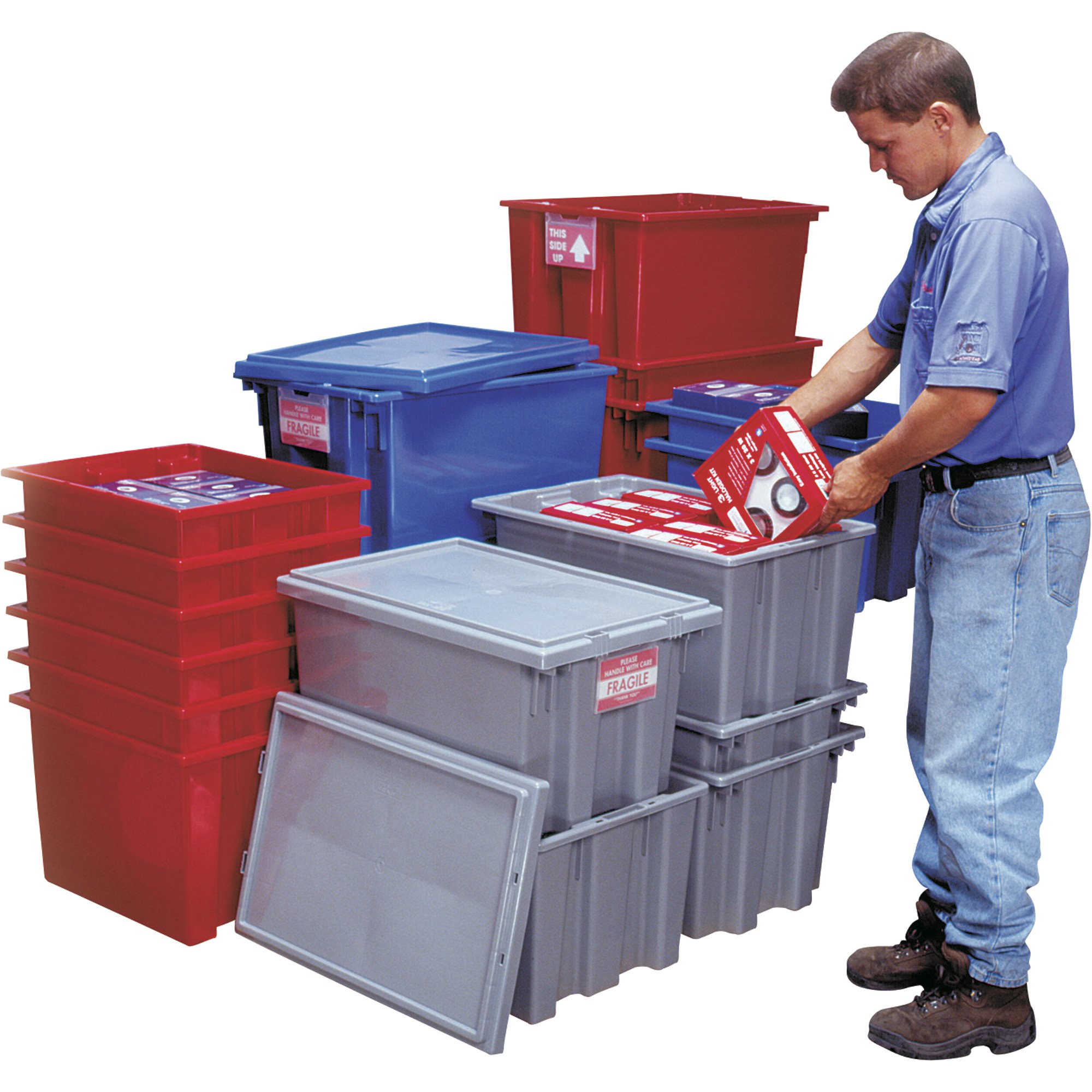 Quantum Storage Stack and Nest Tote Bin — 18in. x 11in. x 6in. Size ...