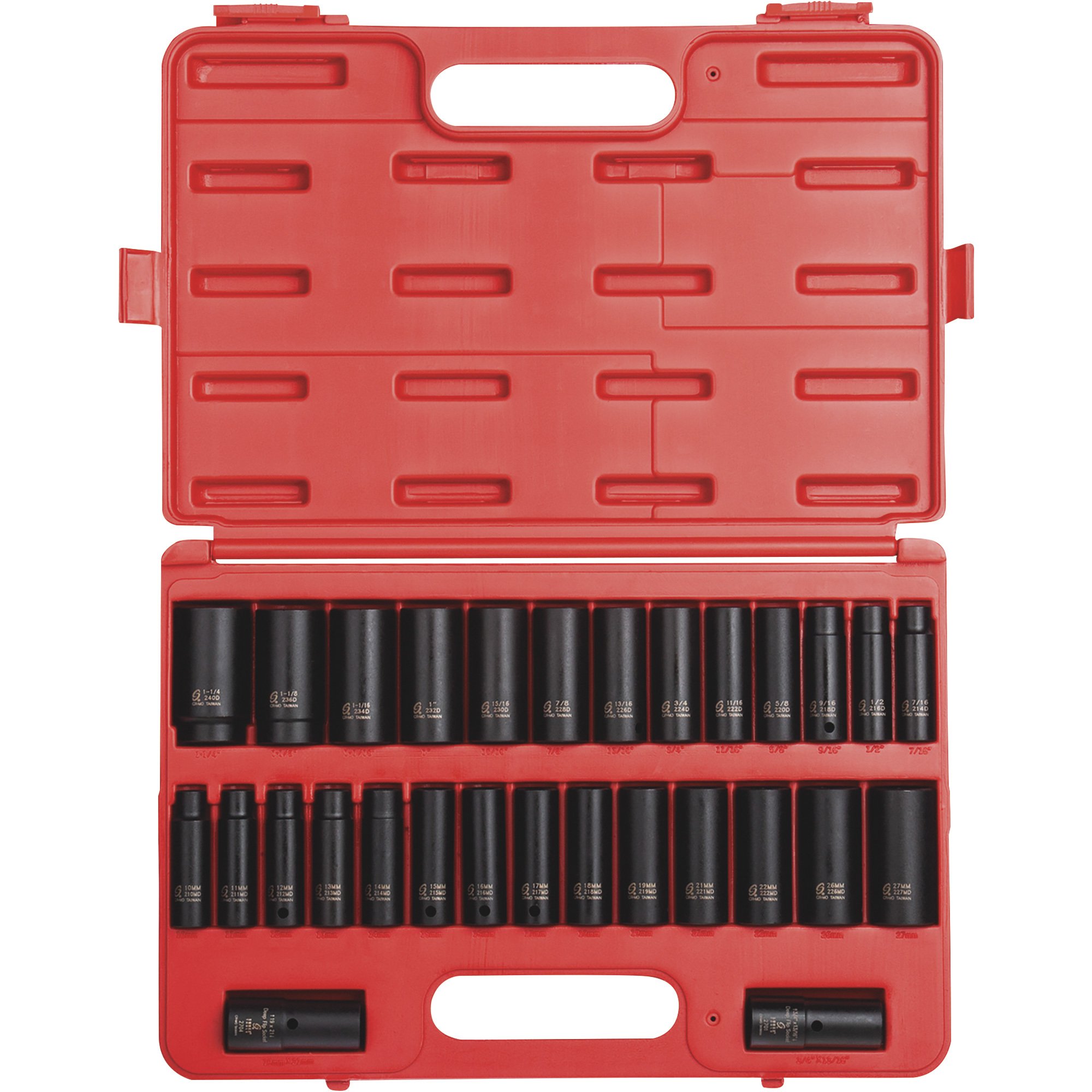 Sunex Deep SAE/Metric Master Impact Socket Set — 29-Pc., 1/2in.-Drive ...