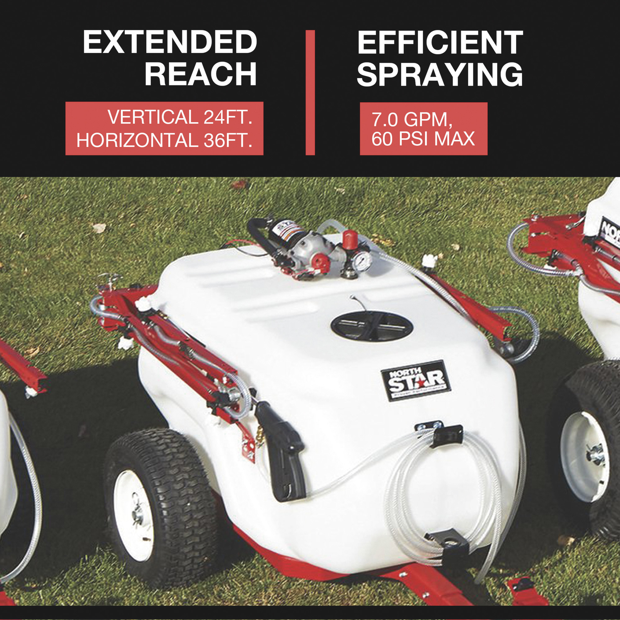 NorthStar Tow-Behind Trailer Boom Broadcast and Spot Sprayer, 101 Gallons, 7 GPM, 12V DC ...