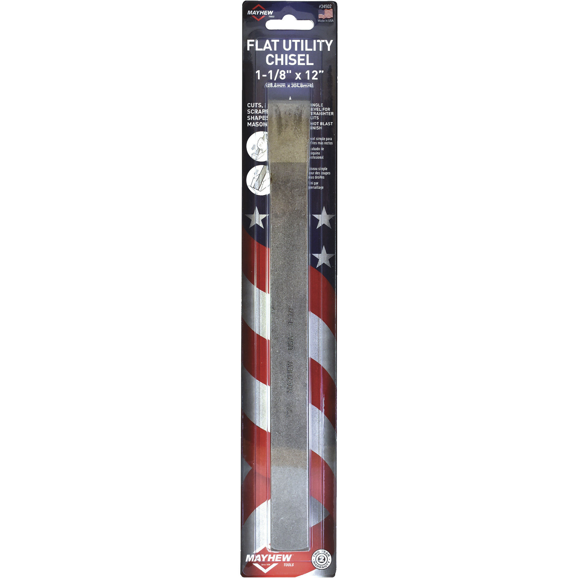 Mayhew Flat Utility Chisel, 1 1/8in. x 12in., Model# 34502 | Northern Tool
