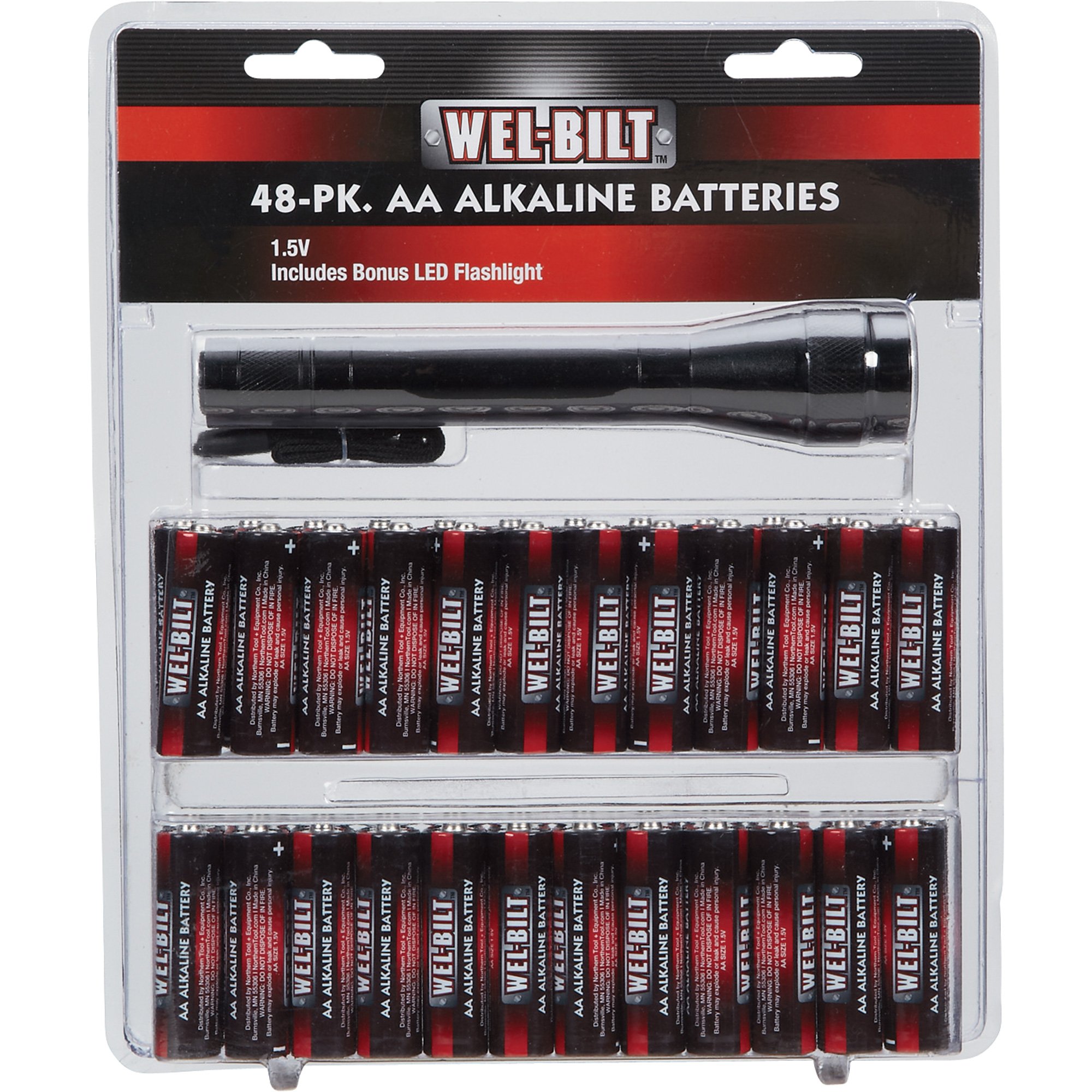 AA Batteries with LED Flashlight — 48-Pk. | Northern Tool