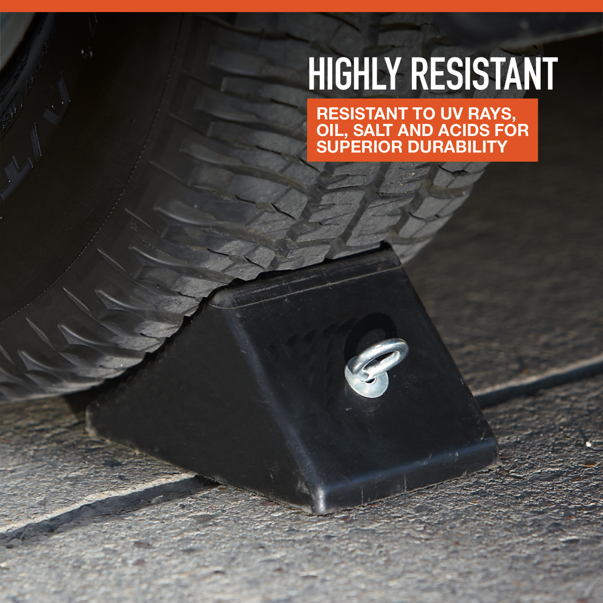 Ironton Nylon Reinforced Rubber Wheel Chock with Eyebolt | Northern Tool