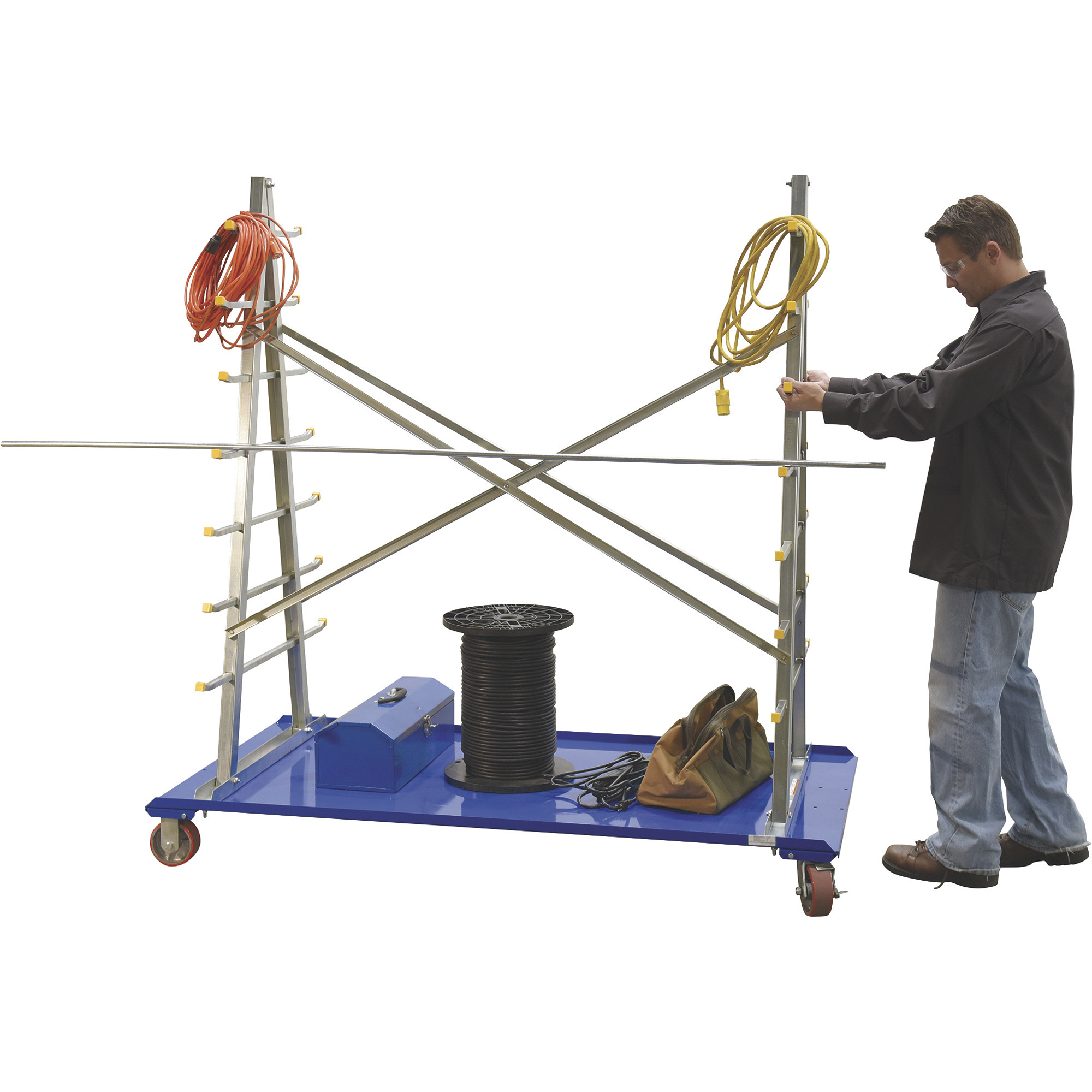 Vestil Rolling A-Frame Cart with Storage Rack, 2,000-Lb. Capacity ...