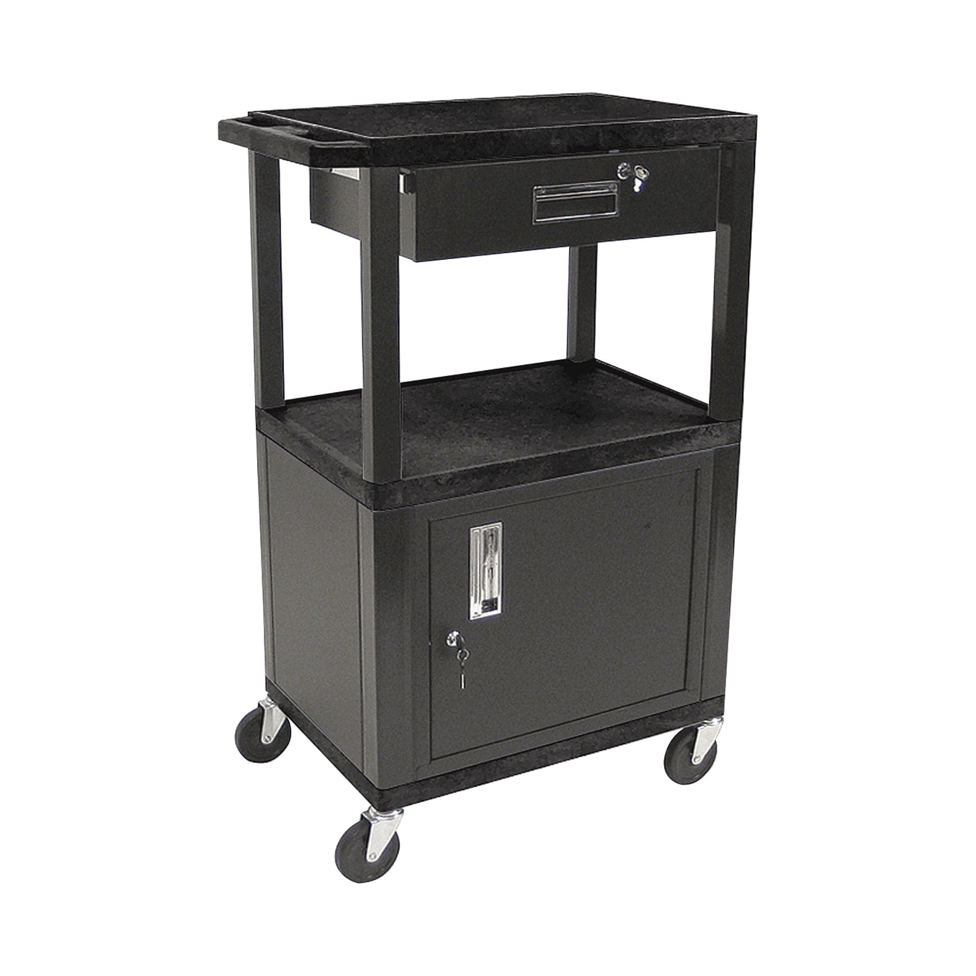Wilson Tuffy Utility Cart with Locking Cabinet, 300-Lb. Capacity, 42in ...