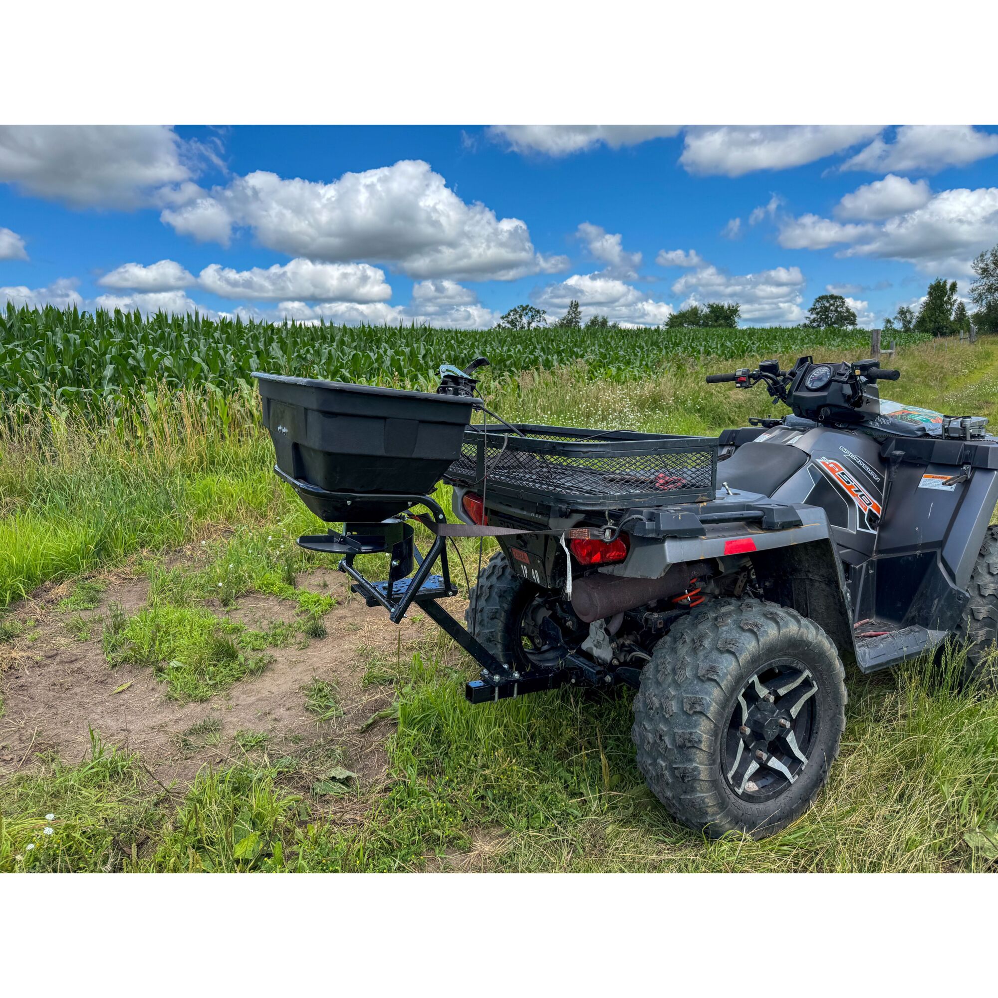Field Tuff 12 Volt ATV Hitch-Mount Spreader - 80-Lb. Capacity, Poly Hopper, Model# AS-80ATV12 ...