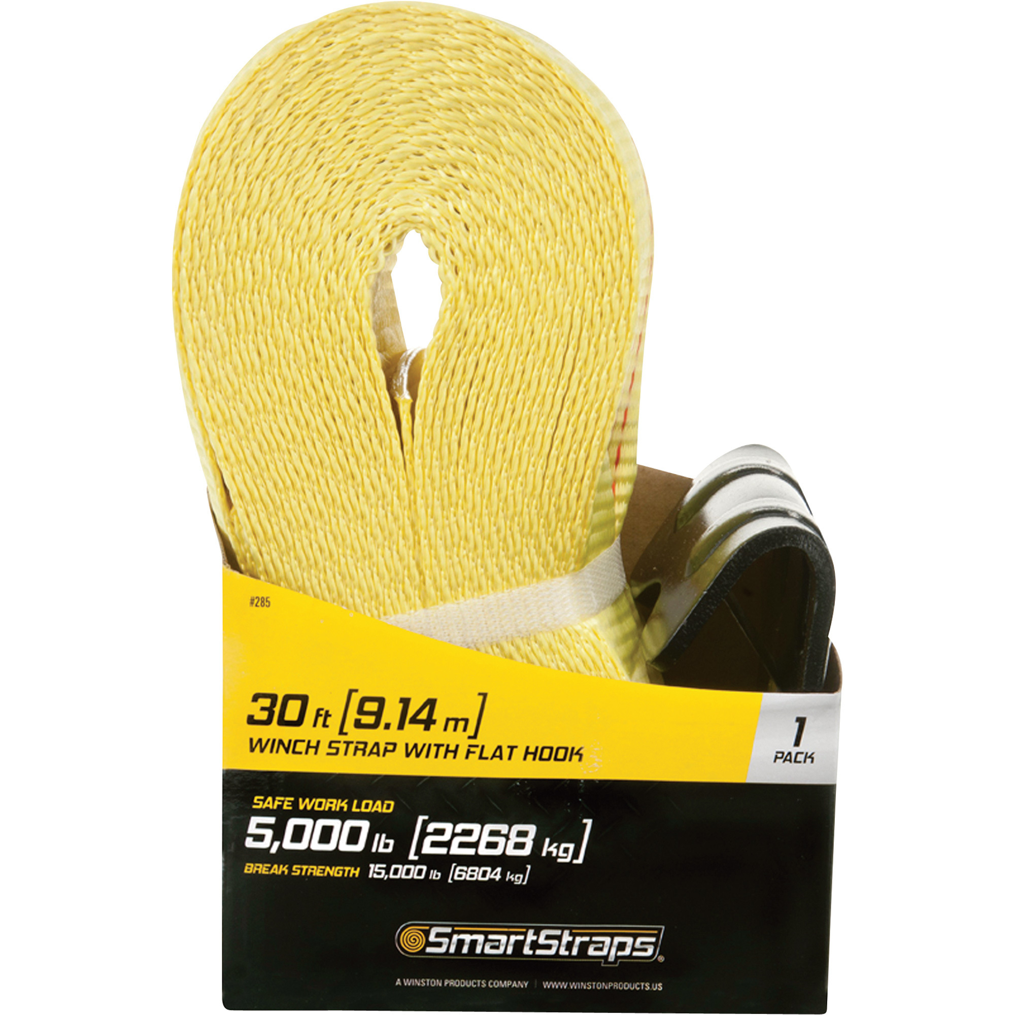 SmartStraps Winch Strap with Flat Hook, 30ft.L x 4in.W, 15,000-Lb ...