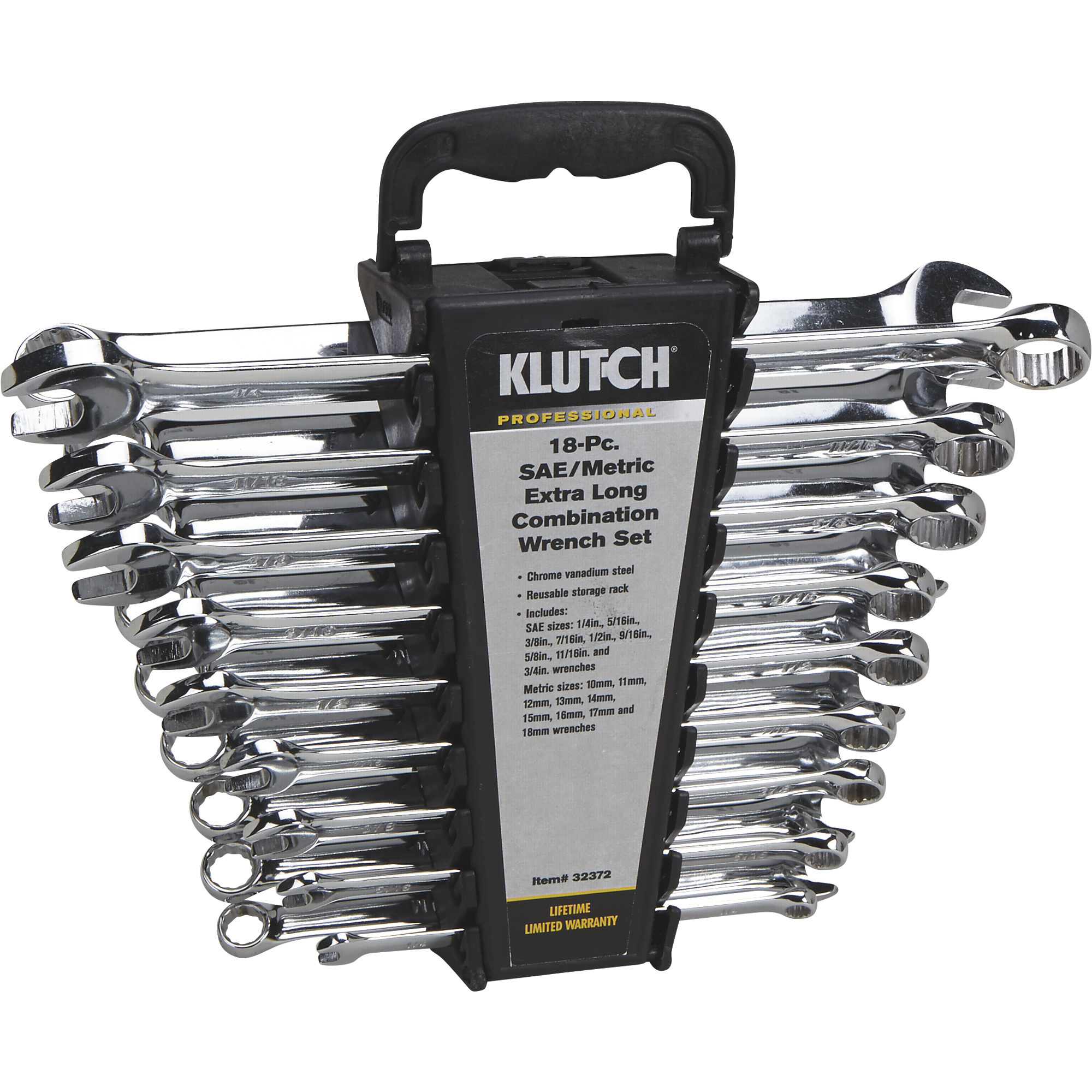 Klutch SAE/Metric Extra-Long Combination Wrench Set, 18-Pcs. | Northern ...