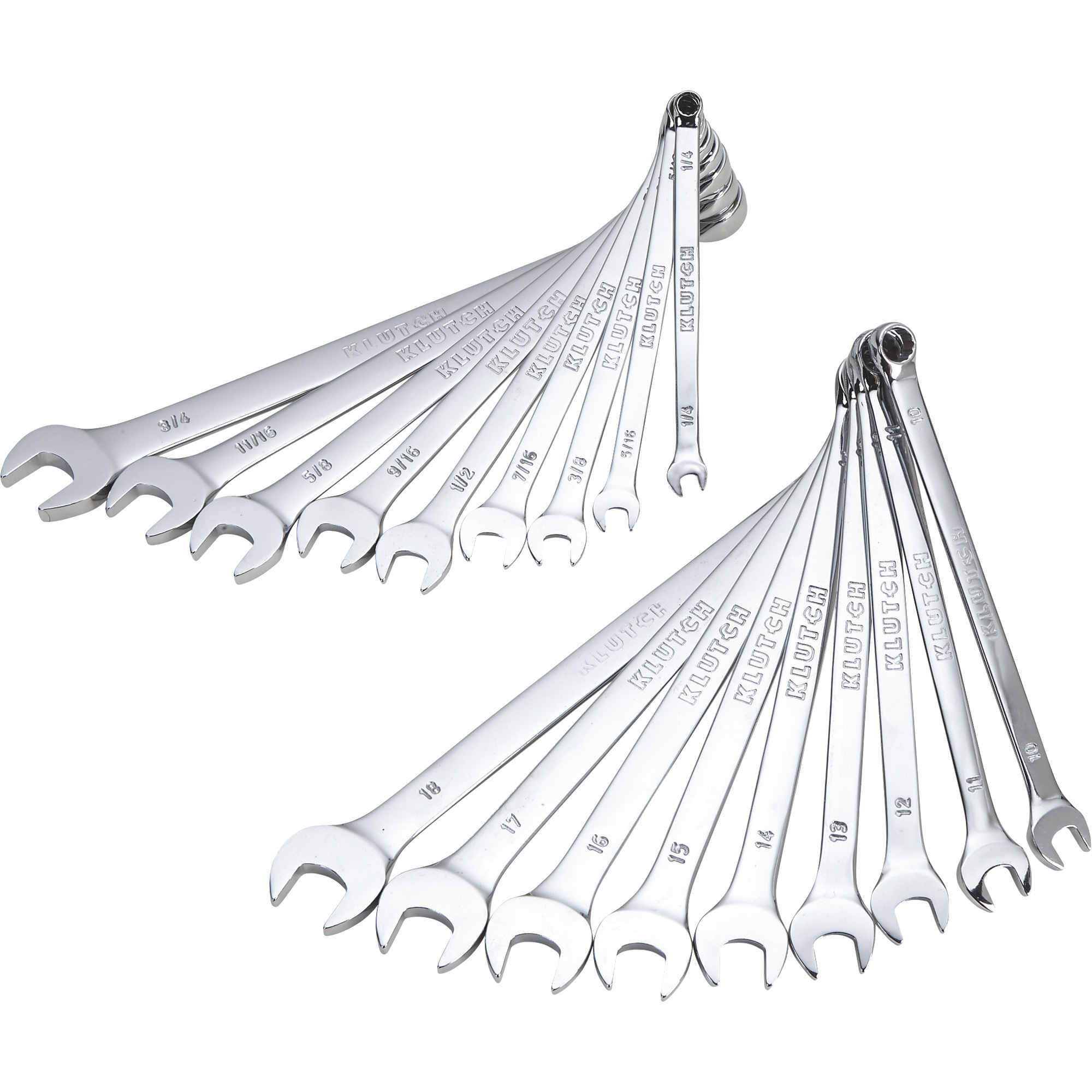 Klutch SAE/Metric Extra-Long Combination Wrench Set, 18-Pcs. | Northern ...