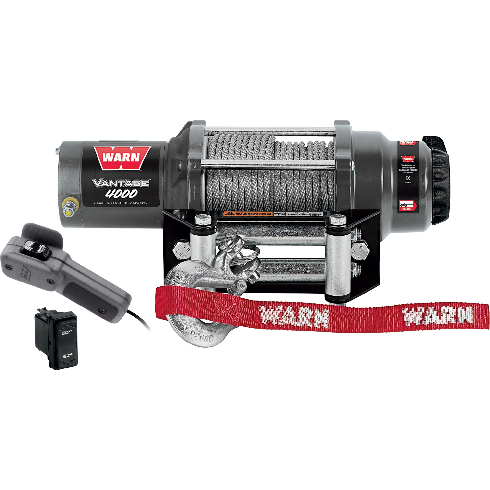 Warn Vantage 4000 Series 12 Volt DC Powered Electric ATV Winch — 4000-Lb. Capacity, Steel Wire ...