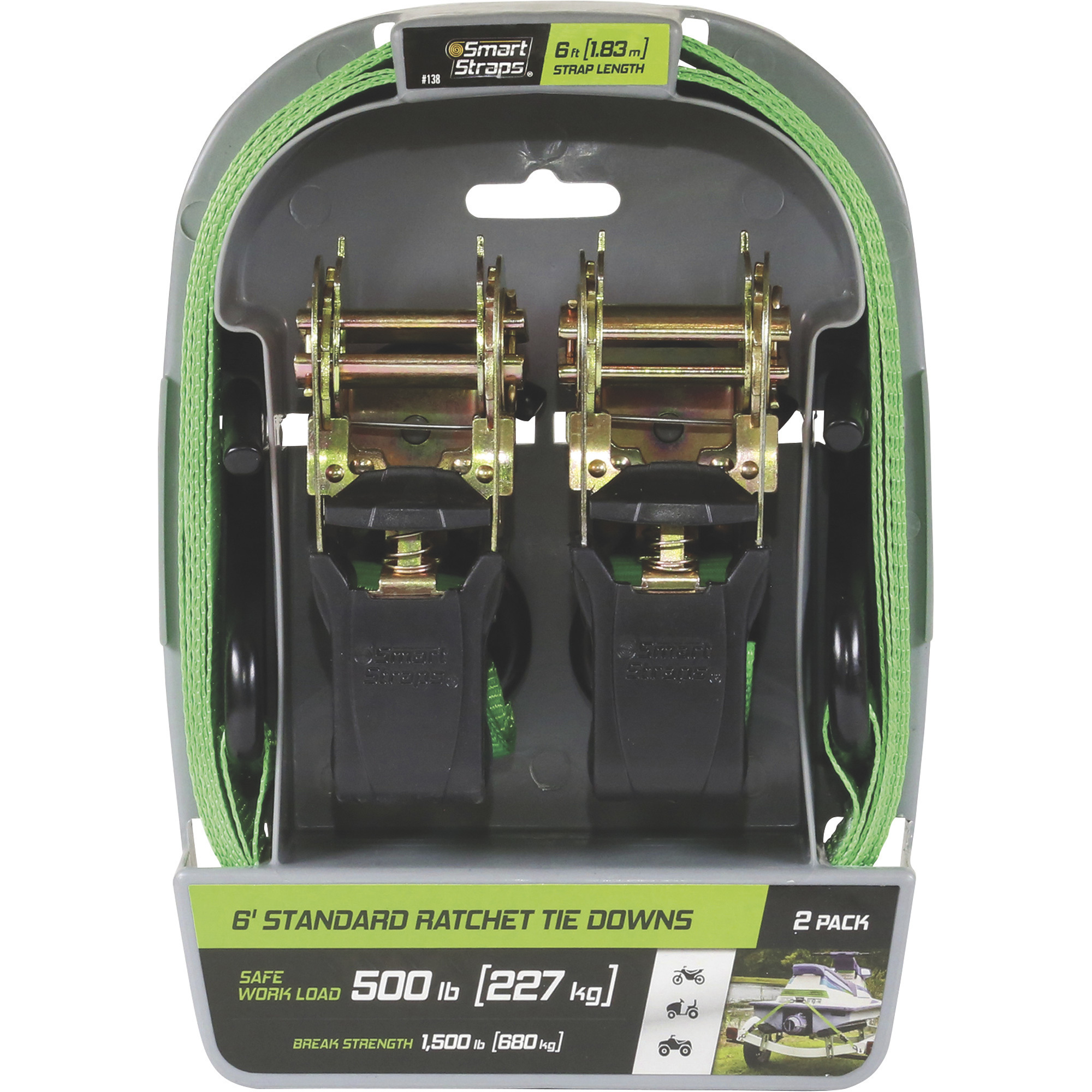 SmartStraps Padded Ratchet Tie-Downs, 1in. x 6ft. Each, 2 Pack, 1,500 ...
