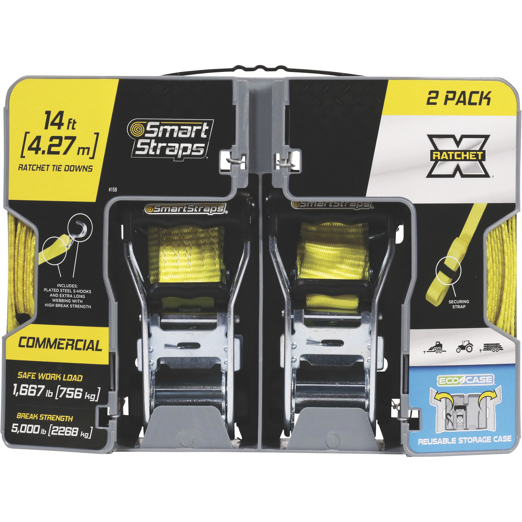 SmartStraps Commercial-Grade RatchetX J-Hook Tie-Down, 14ft. x 1 1/2in ...