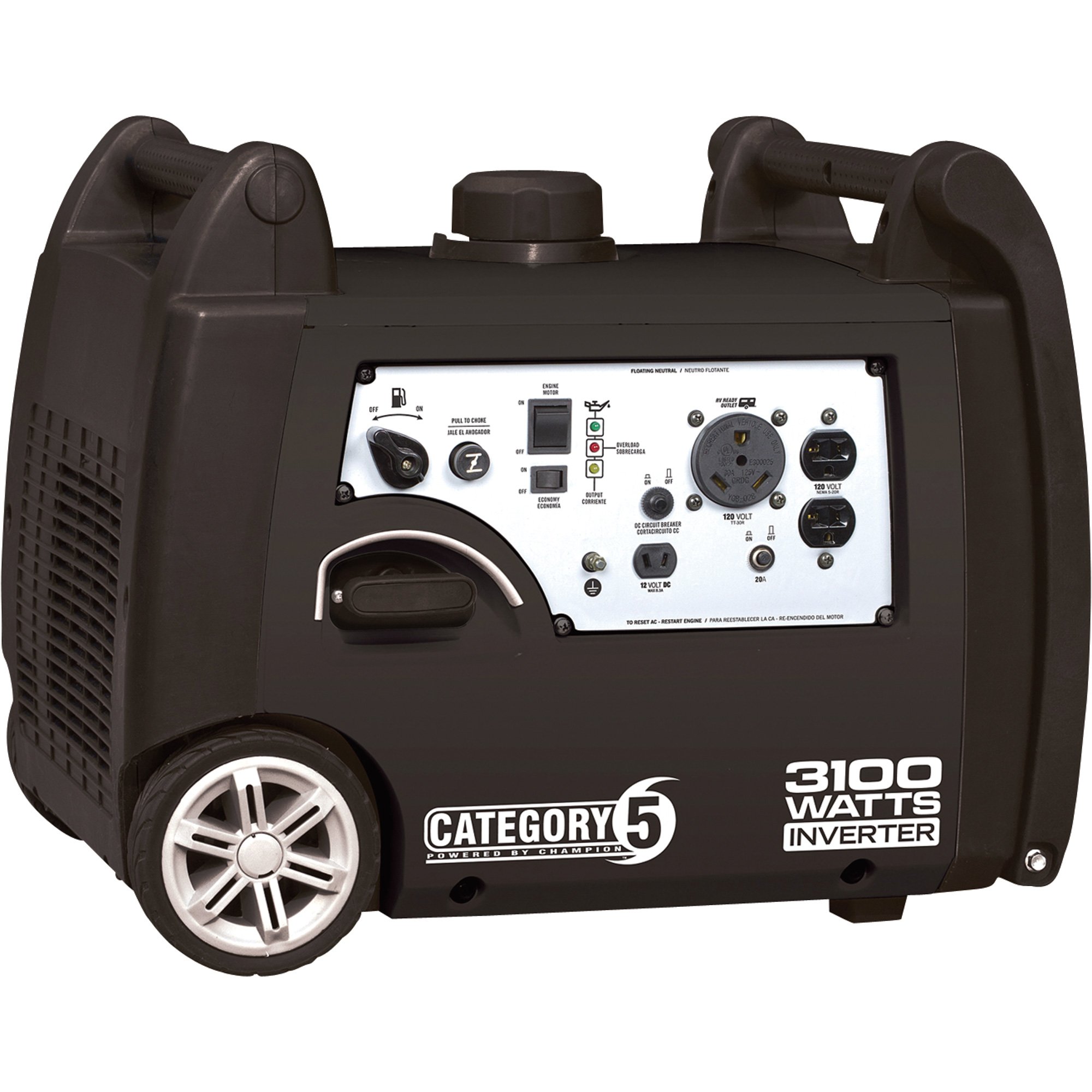 Category 5 Portable Inverter Generator — 3100 Surge Watts, 2800 Rated ...