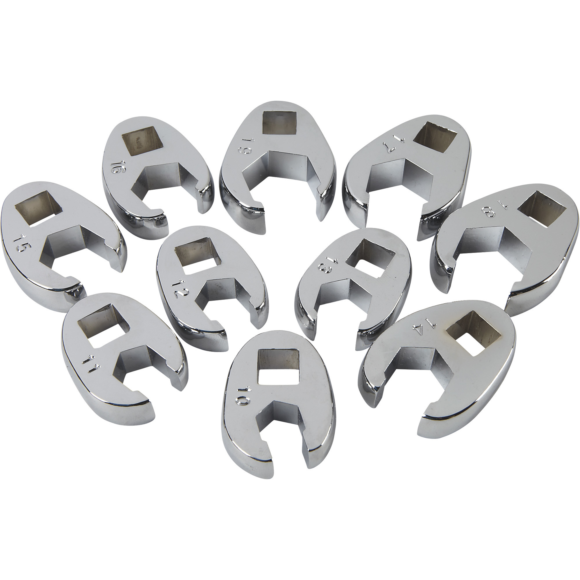 Klutch 3/8in. Drive Crowfoot Flare Nut Wrench Set, 10-Pc., Metric ...