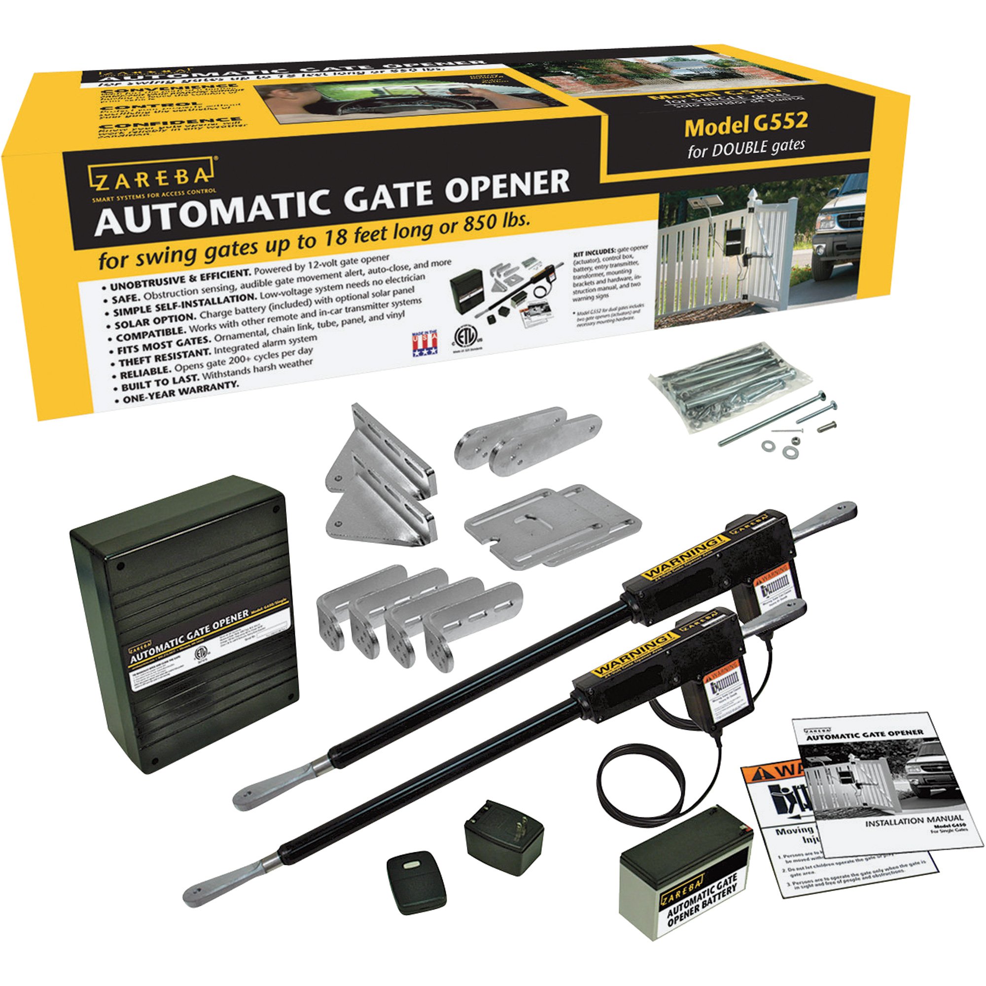 Zareba Systems Automatic Gate Opener — Double Gate, Model# G552 ...