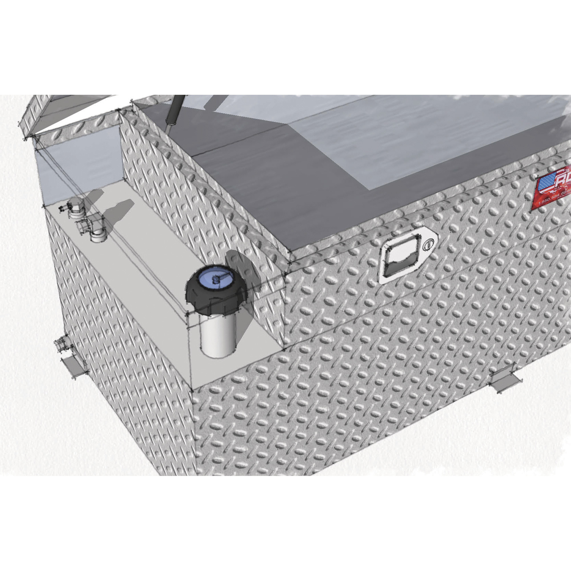 RDS Aluminum Auxiliary Fuel Tank Toolbox Combo, 60-Gallon, Rectangular ...