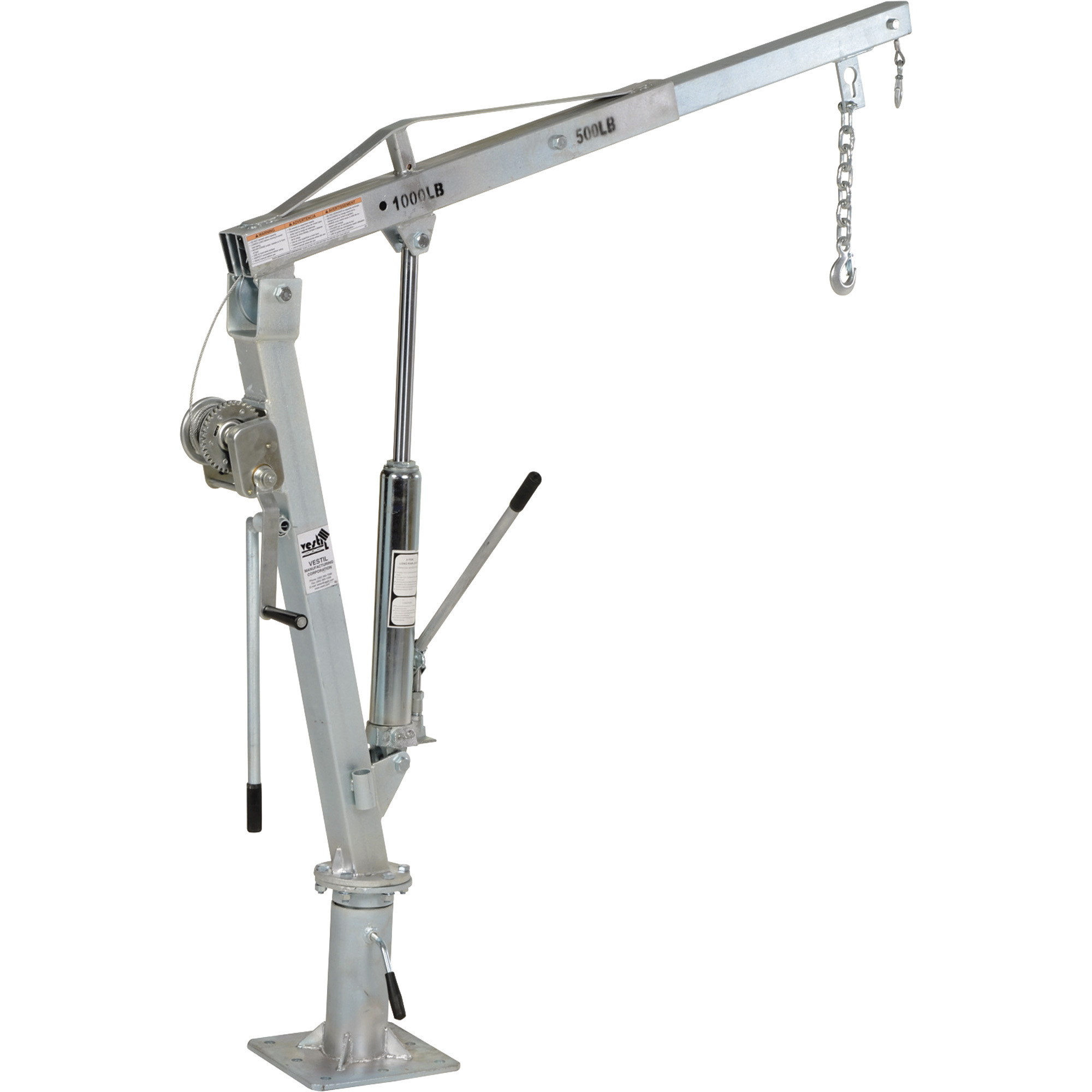 Vestil Galvanized Hydraulic Pickup Truck Jib Crane with Hand Winch ...